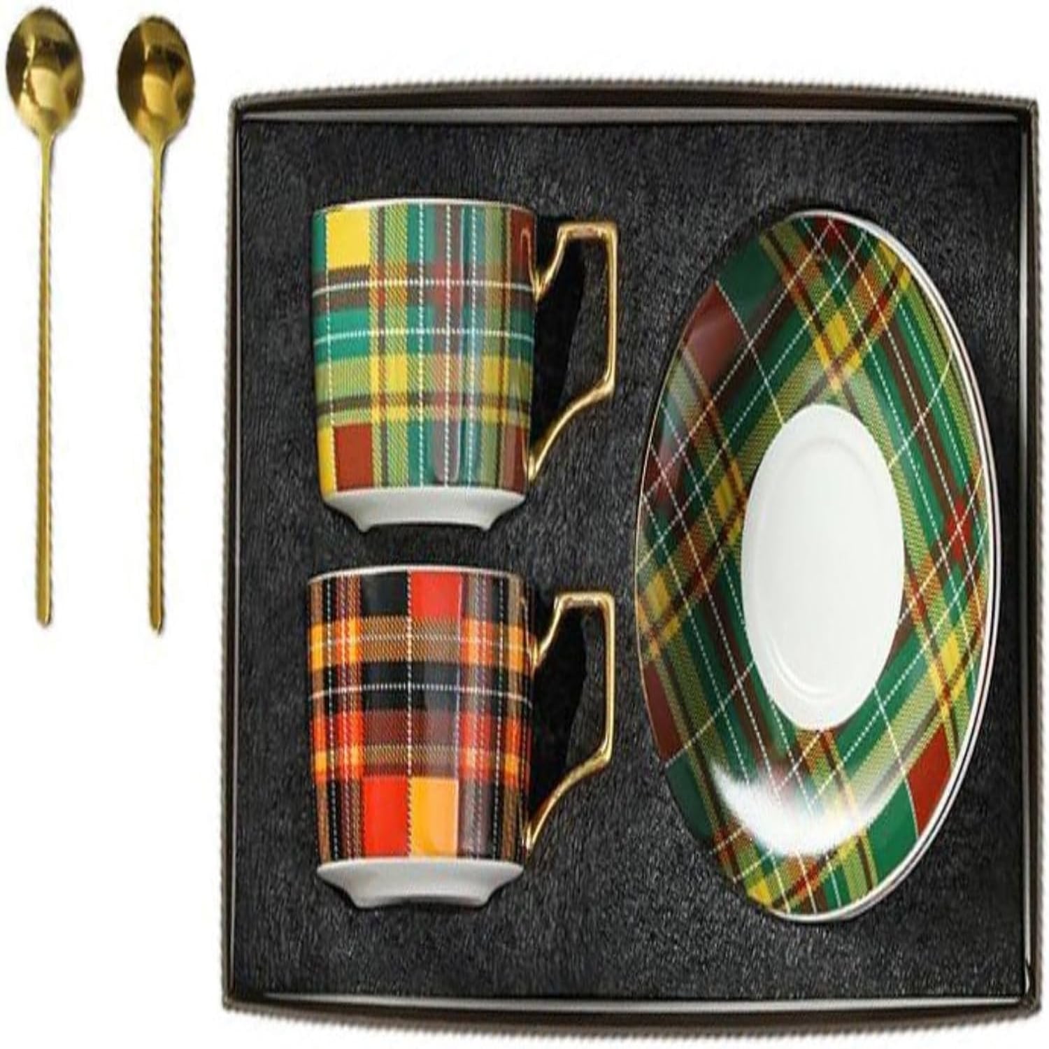 Espresso Cups with Saucers Set Hand-Painted Gold. Coffee Mugs set of 8. ...