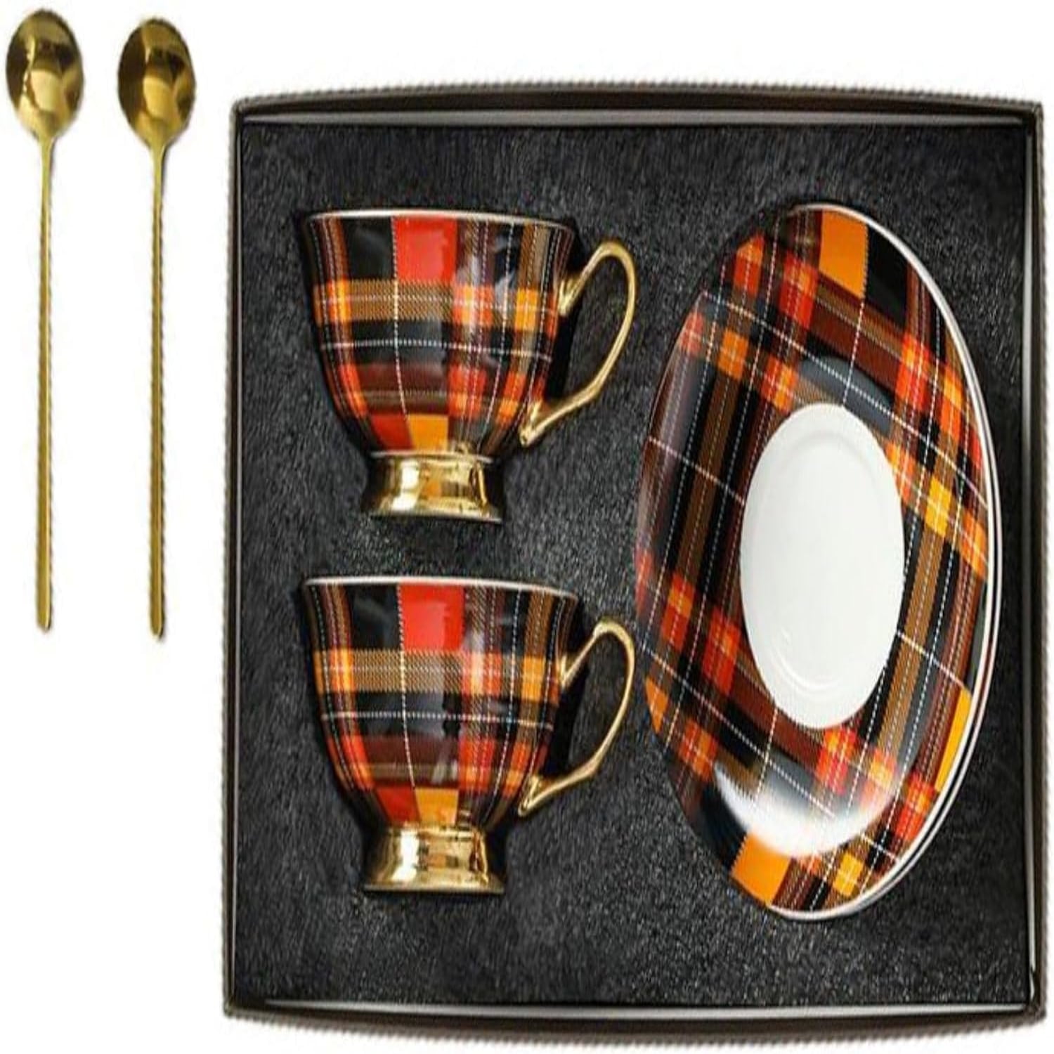 Espresso Cups with Saucers Set Hand-Painted Gold. Coffee Mugs set of 8. ...