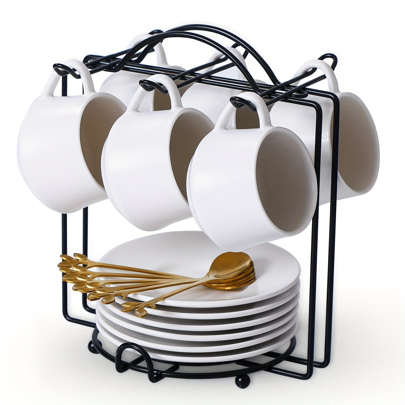 Espresso Cups with Saucers, Small 4oz Ceramic Cappuccino Coffee Cups ...