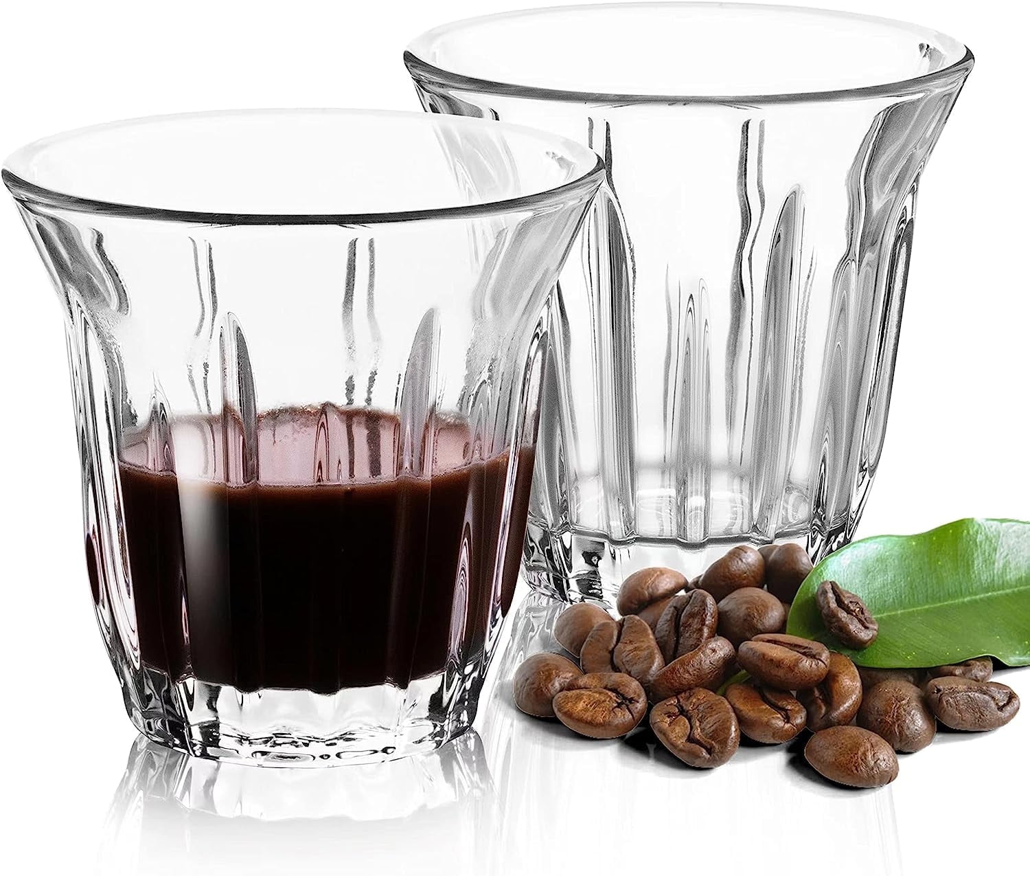 Espresso Cups Set of 2 Clear Glass Cups 3oz for Coffee/Milk, Coffee ...