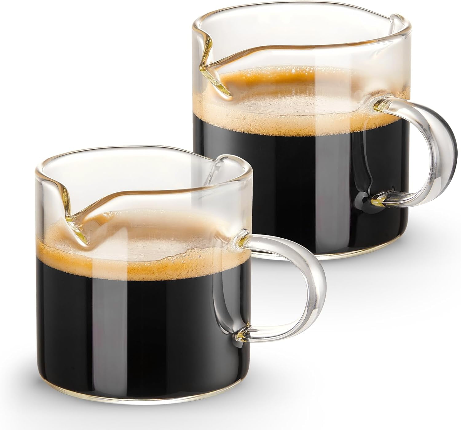 Espresso Cups Set of 2, 4 OZ Double Spouts Cups, Shot Glasses, Milk Cup ...