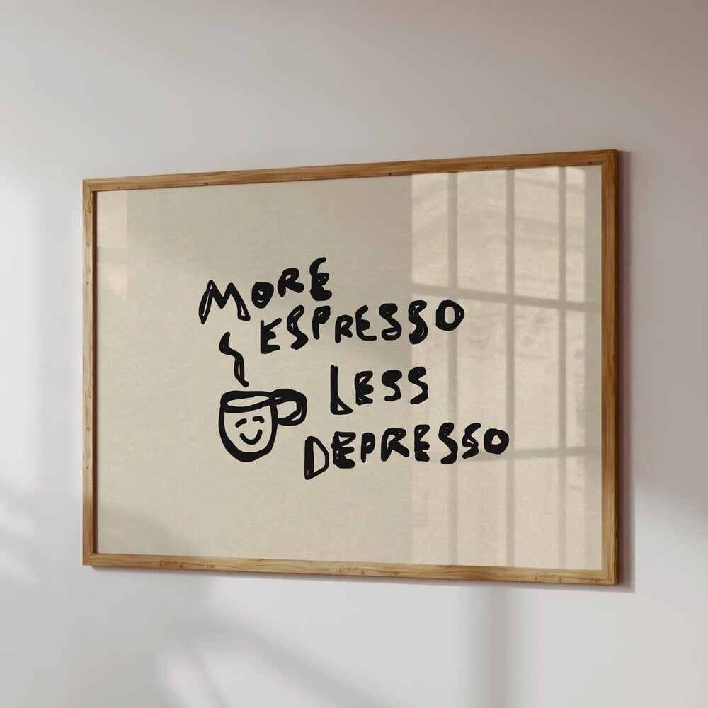 Espresso Depresso Print: Handdrawn Coffee Art, Neutral Kitchen Decor ...