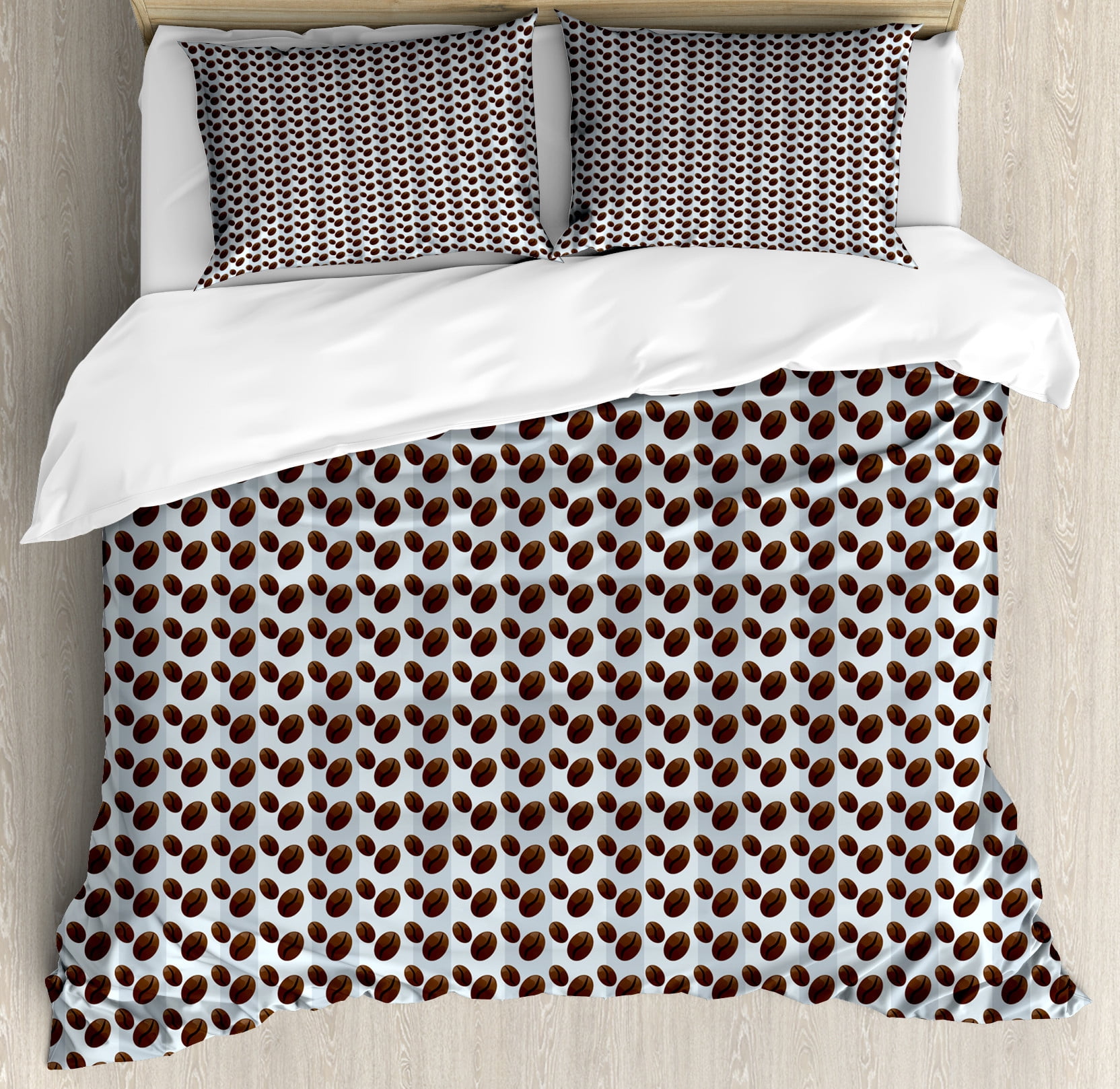 Espresso Duvet Cover Set, Repeating Pattern with Cartoonish Coffee ...