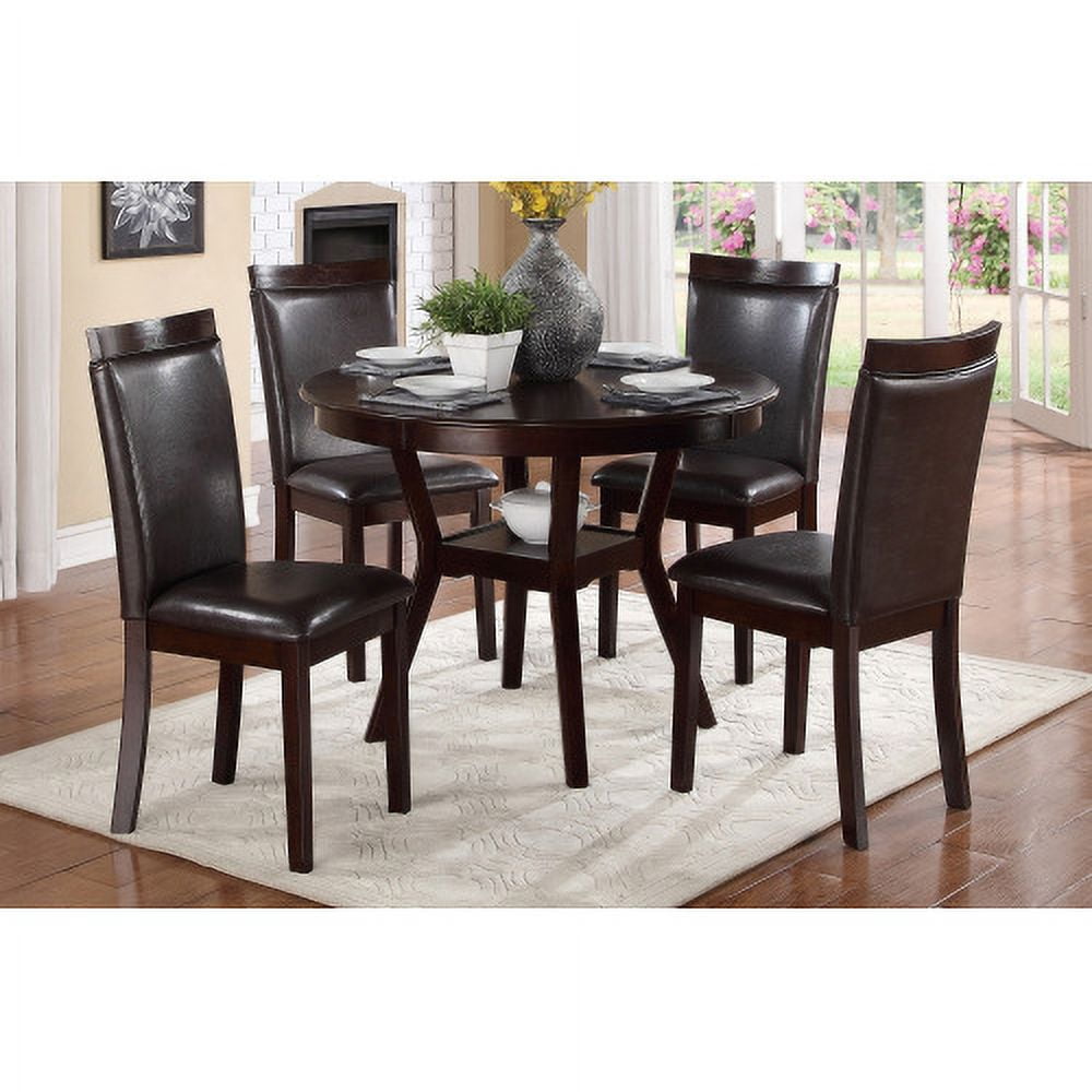 Espresso Finish 5pc Dinette Set Table with Open Display Shelf 4x Side ...