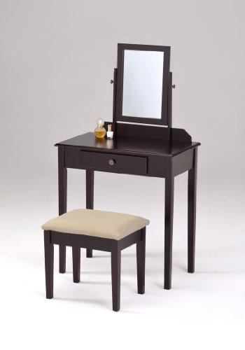 Espresso Finish Contemporary Bedroom Vanity Set with Stool - Walmart.com