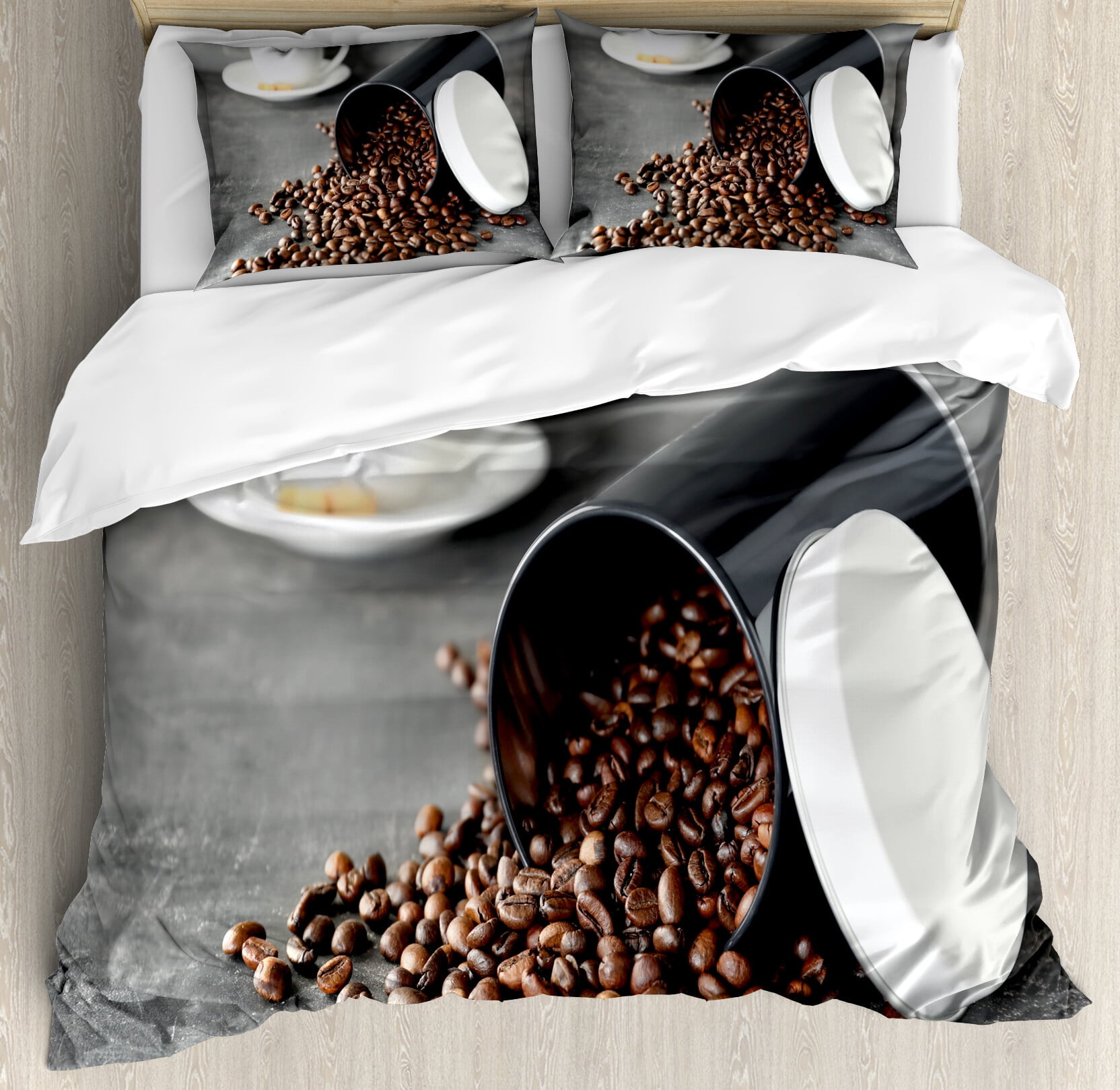 Espresso Grey Duvet Cover Set, Real Life Photo of Poured Roasted Coffee ...