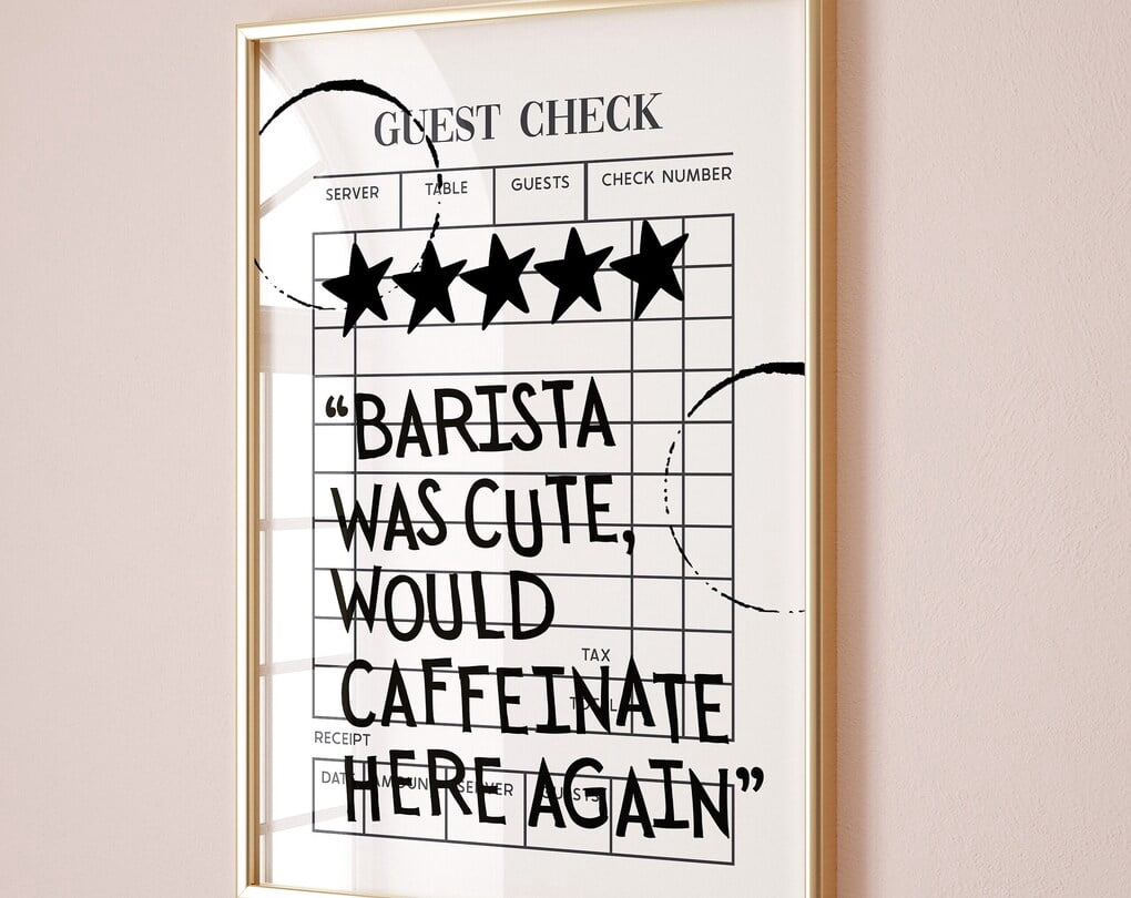 Espresso Guest Check Wall Art, Apartment Aesthetic Decor, Girly Wall ...