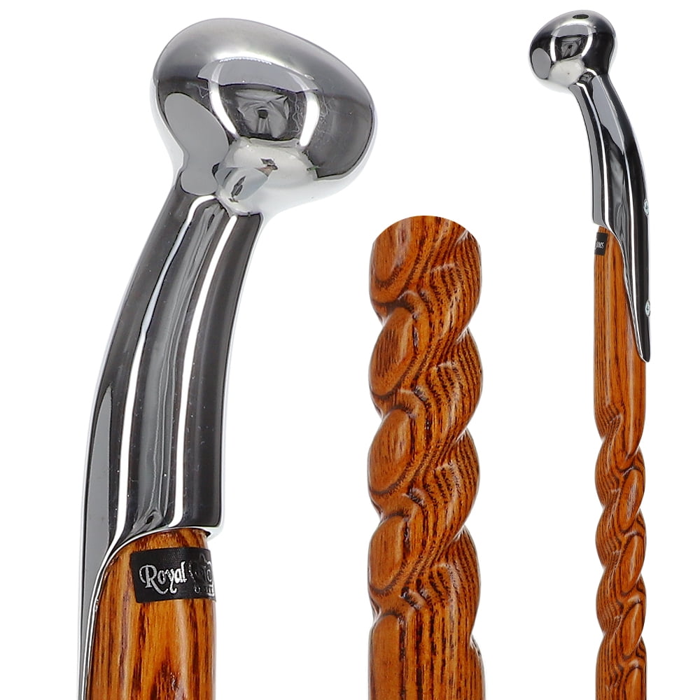 Royal RC Canes Espresso Home Stick Walking Cane – Chrome Plated Brass ...