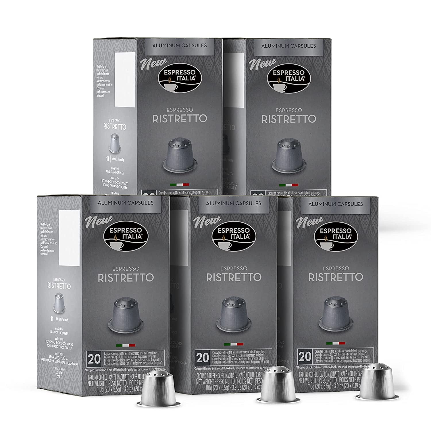 Espresso Italia Aluminum Nespresso Compatible Pods, Ristretto Coffee ...