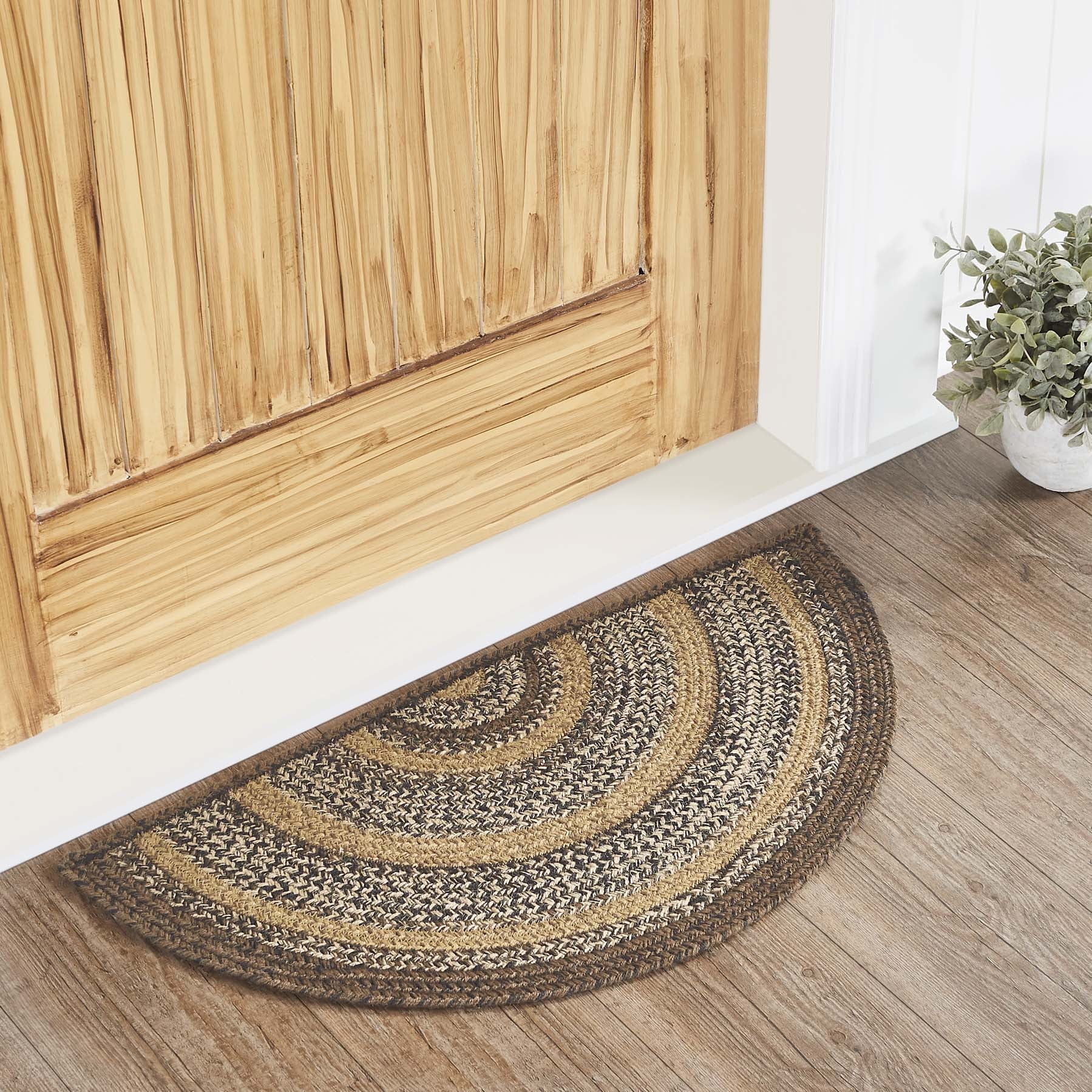 VHC Brands Espresso Rug with PVC Pad, Jute Blend, Half Circle, Brown ...