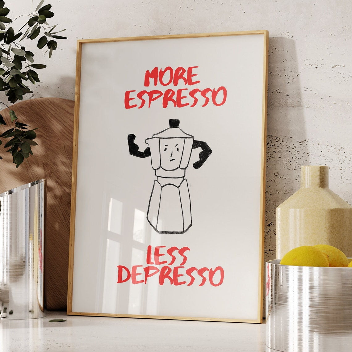 More Espresso Less Depresso Print, Coffee Station Decor, Funky Coffee ...
