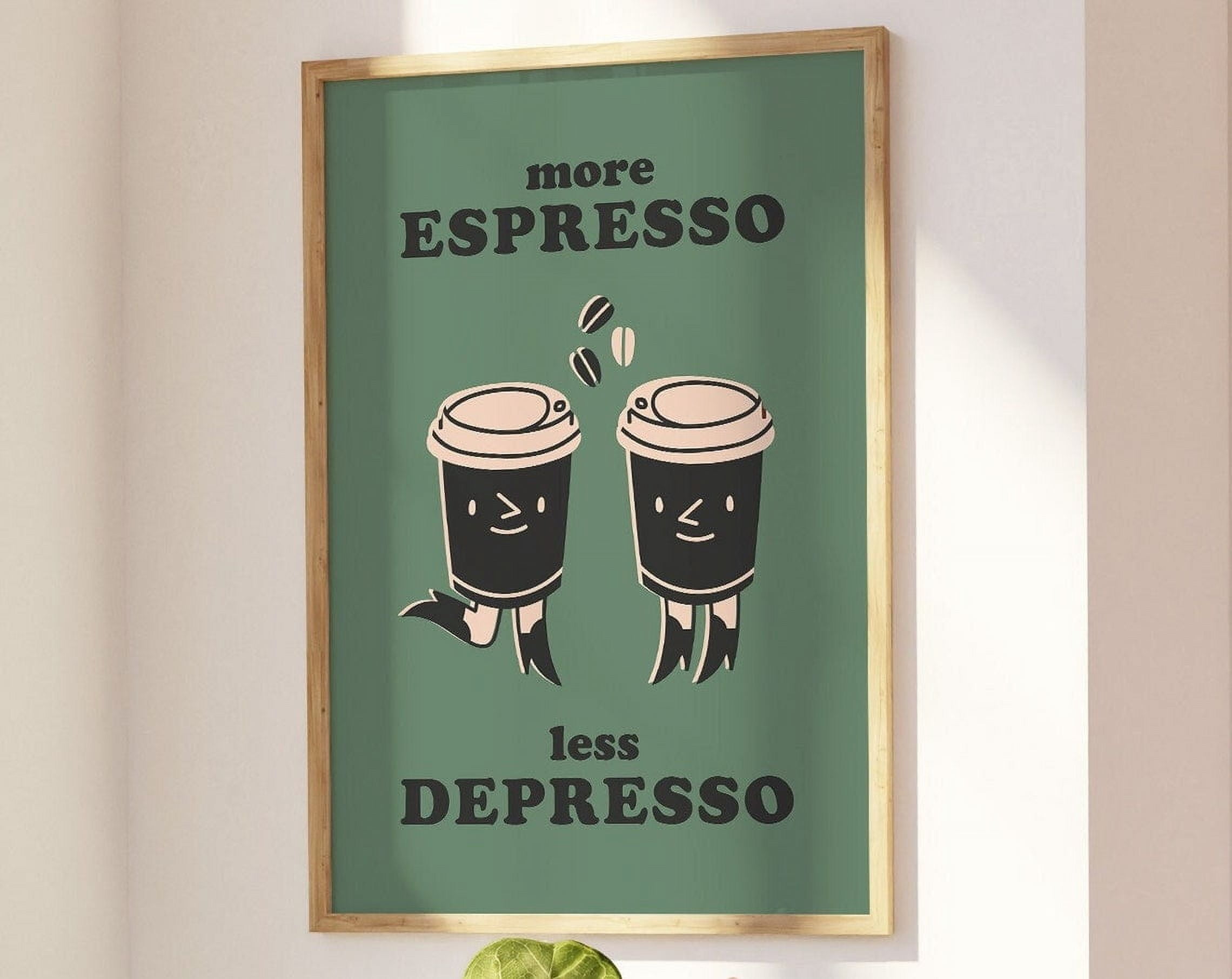 More Espresso Less Depresso Retro Coffee Poster, Coffee Quote, 70S ...