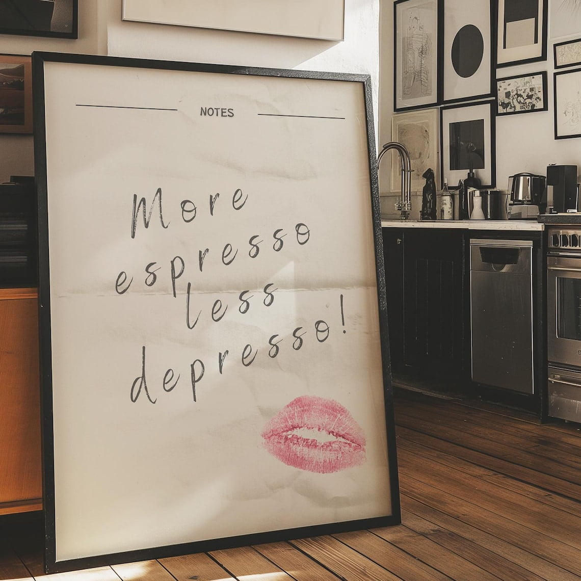 More Espresso Less Depresso, Retro Kitchen Quote Poster,Vintage Kitchen ...