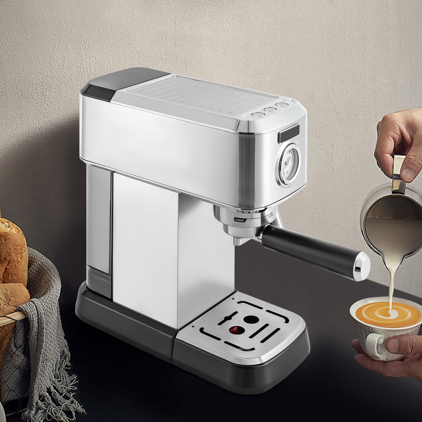 Espresso Machine 15 Bar Coffee Machine with 50oz Water Tank Stainless ...