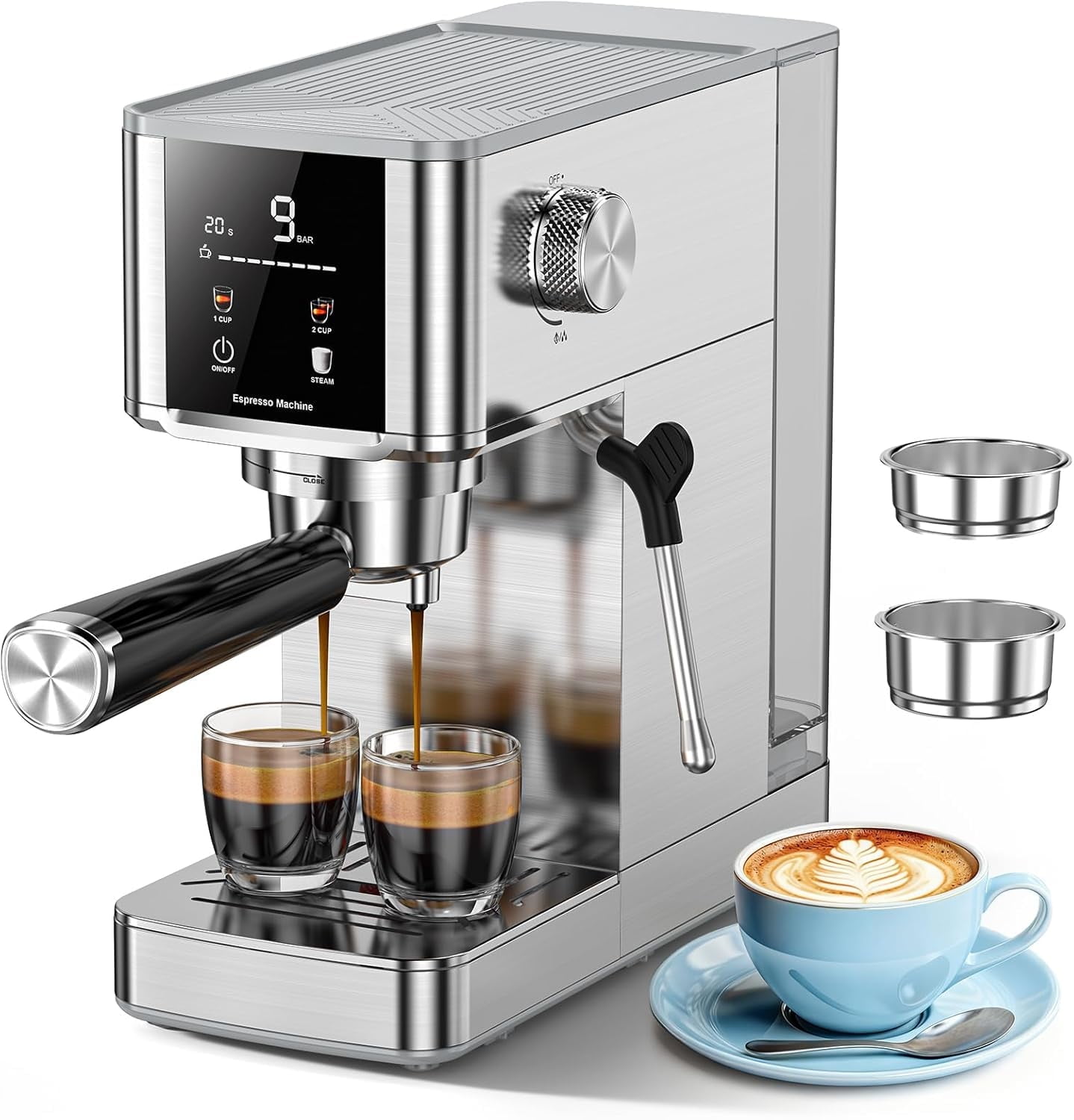 Espresso Machine 20 Bar with Capsule Funnel,3-Second Heat Espresso ...