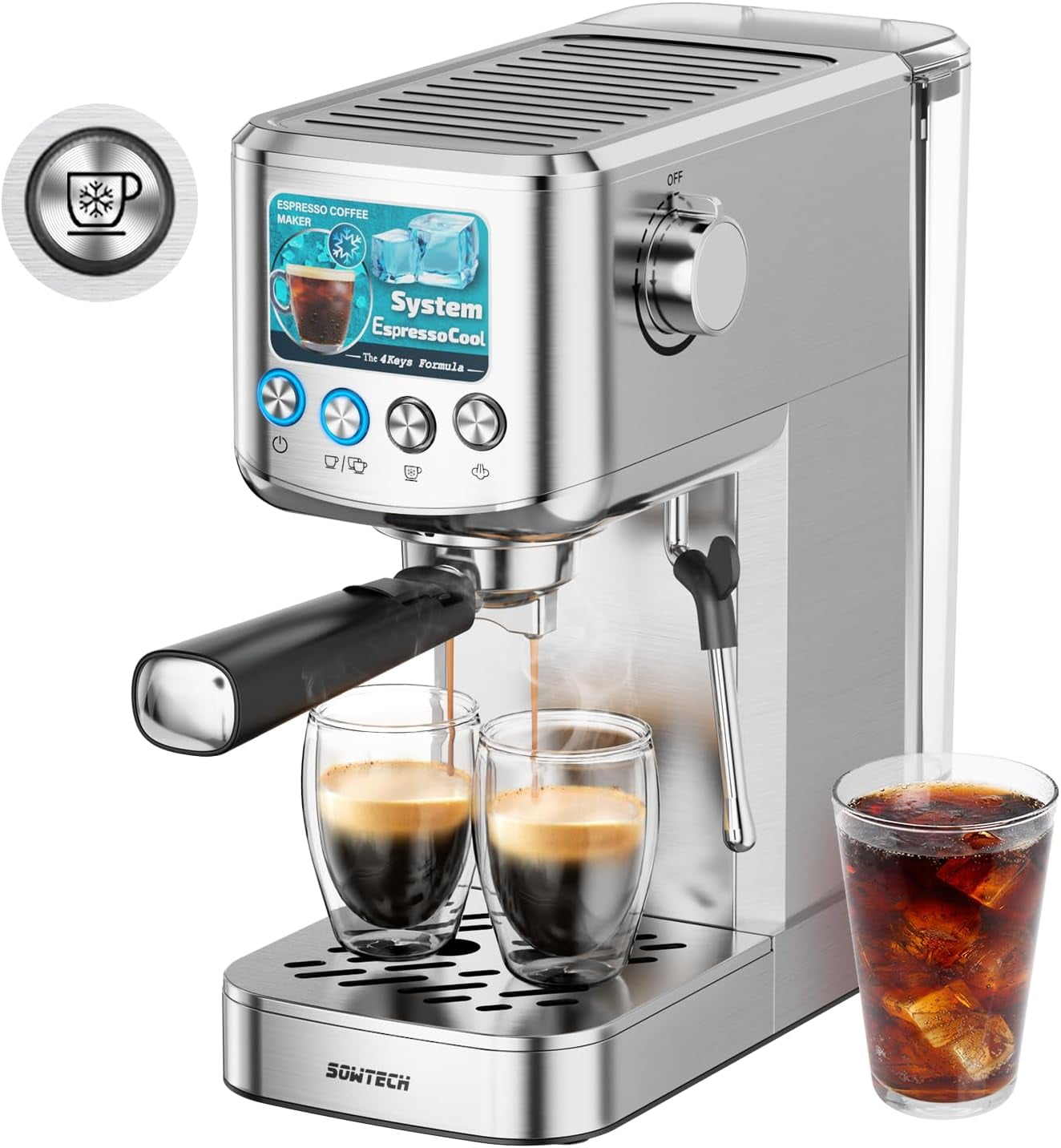 Espresso Machine 20 Bar, Compact Espresso Maker with Milk Frother ...