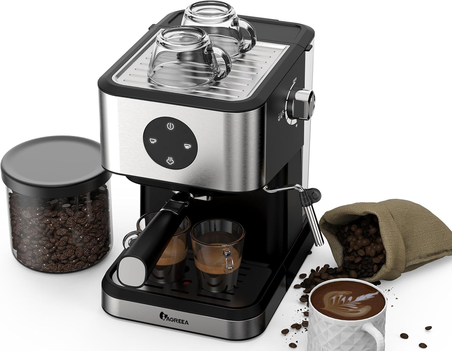 Espresso Machine 20 Bar, Espresso Maker with Milk Frother Steam, Coffee ...