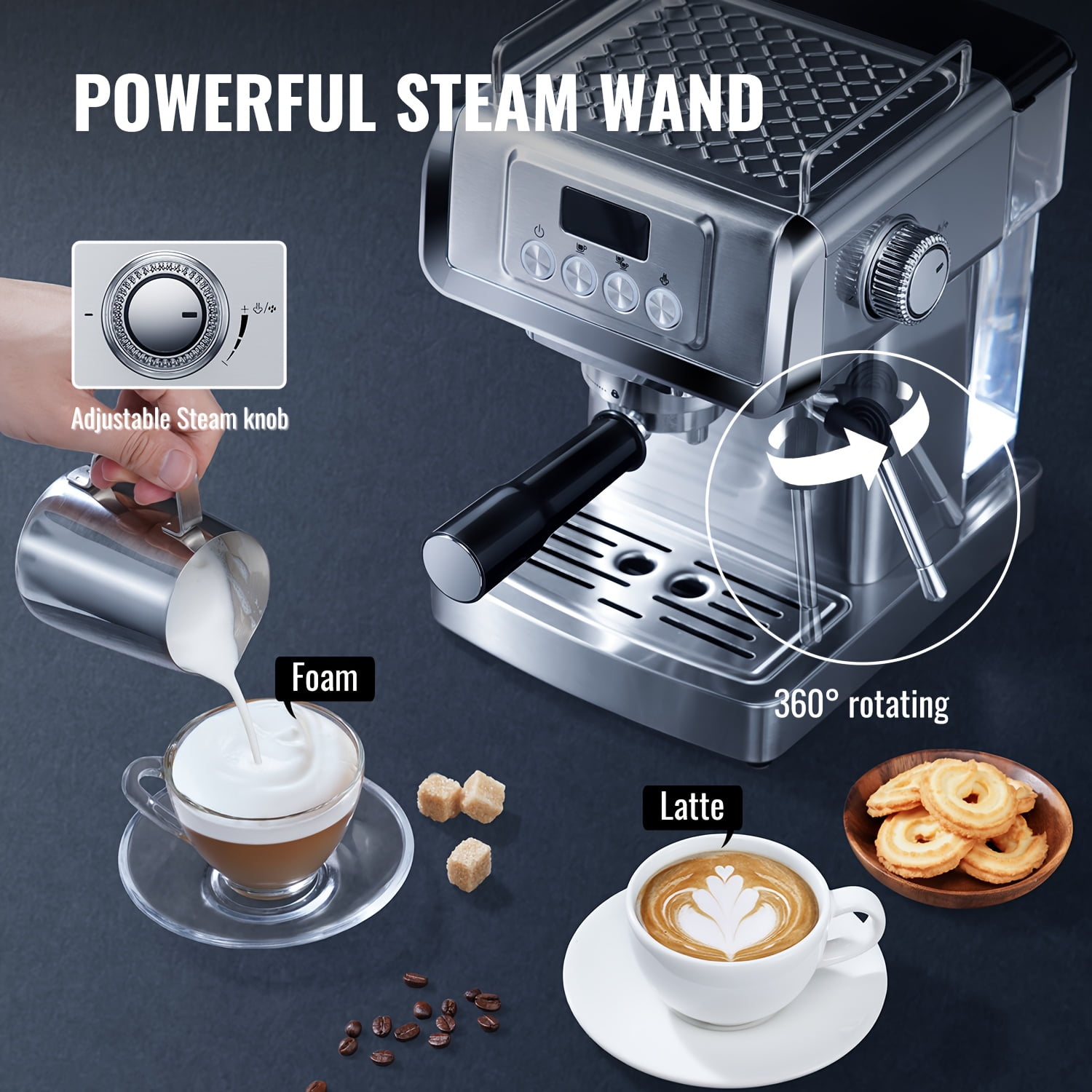 Espresso Machine, 20 Bar Expresso Coffee Machines With Milk Frother ...