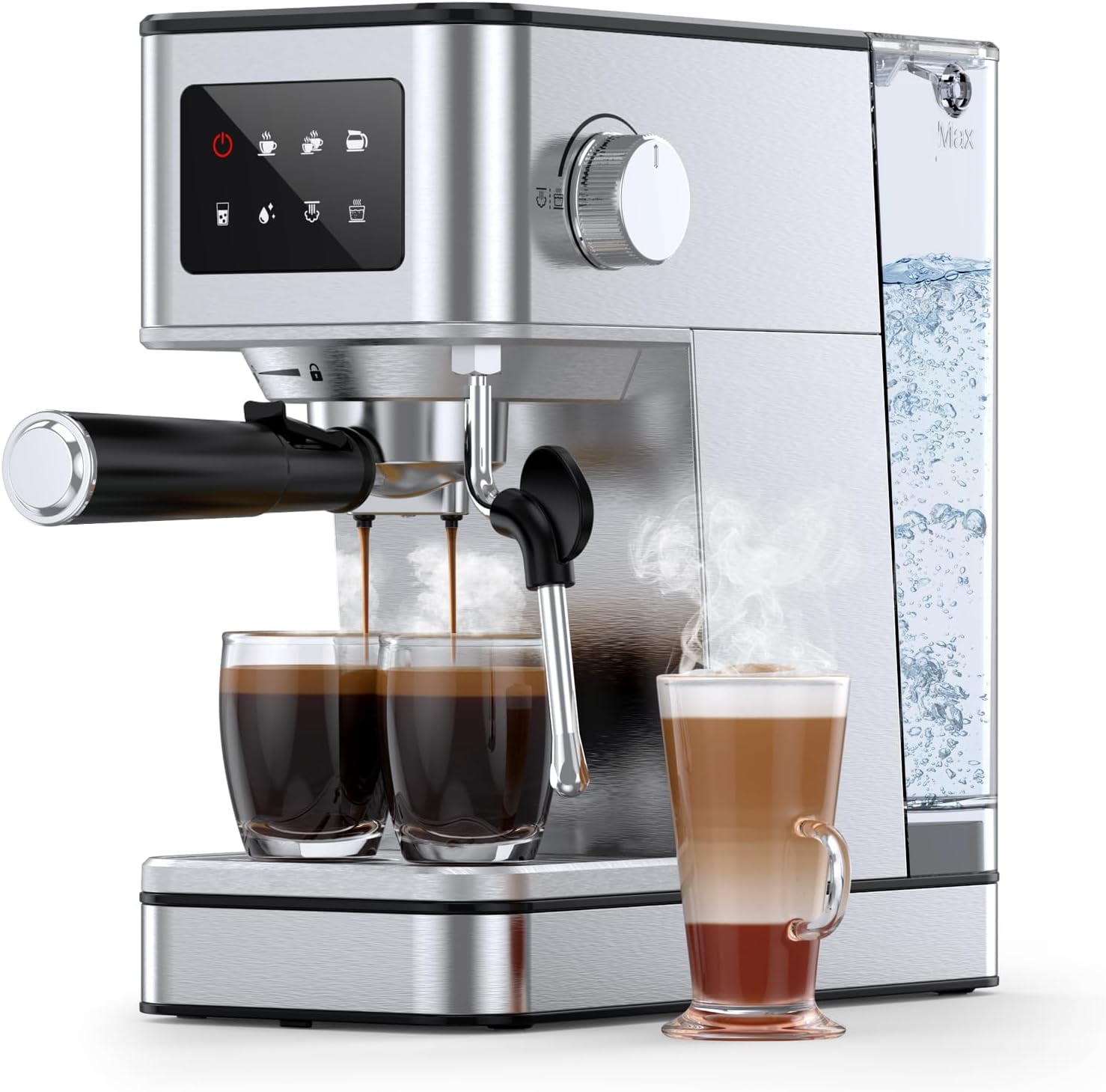 Espresso Machine, 20 Bar Professional Espresso Maker, Milk Frother Steam Wand for Latte, Compact ...
