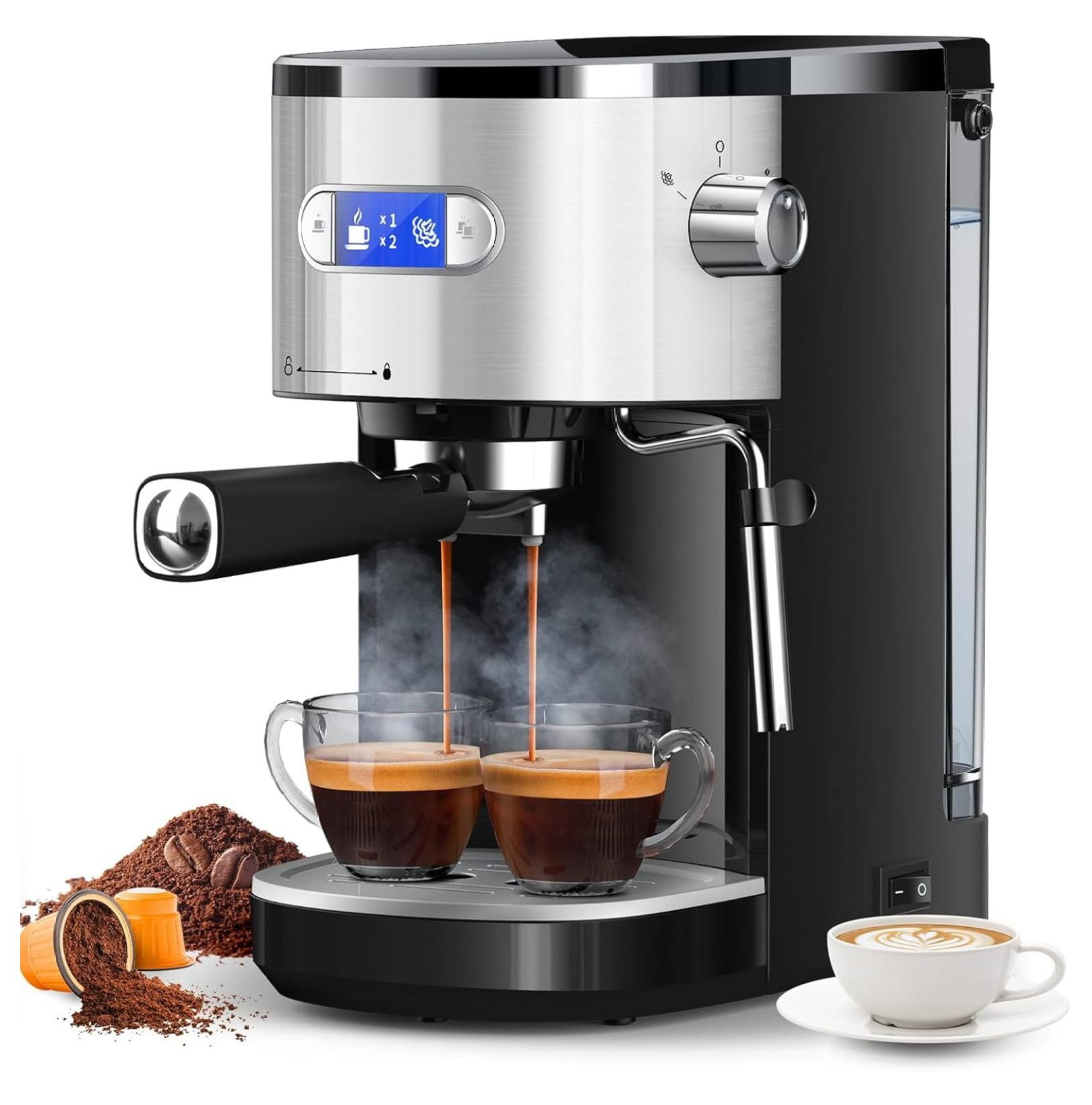 Espresso Machine 20 Bar, Semi-Automatic Espresso Maker with Milk ...