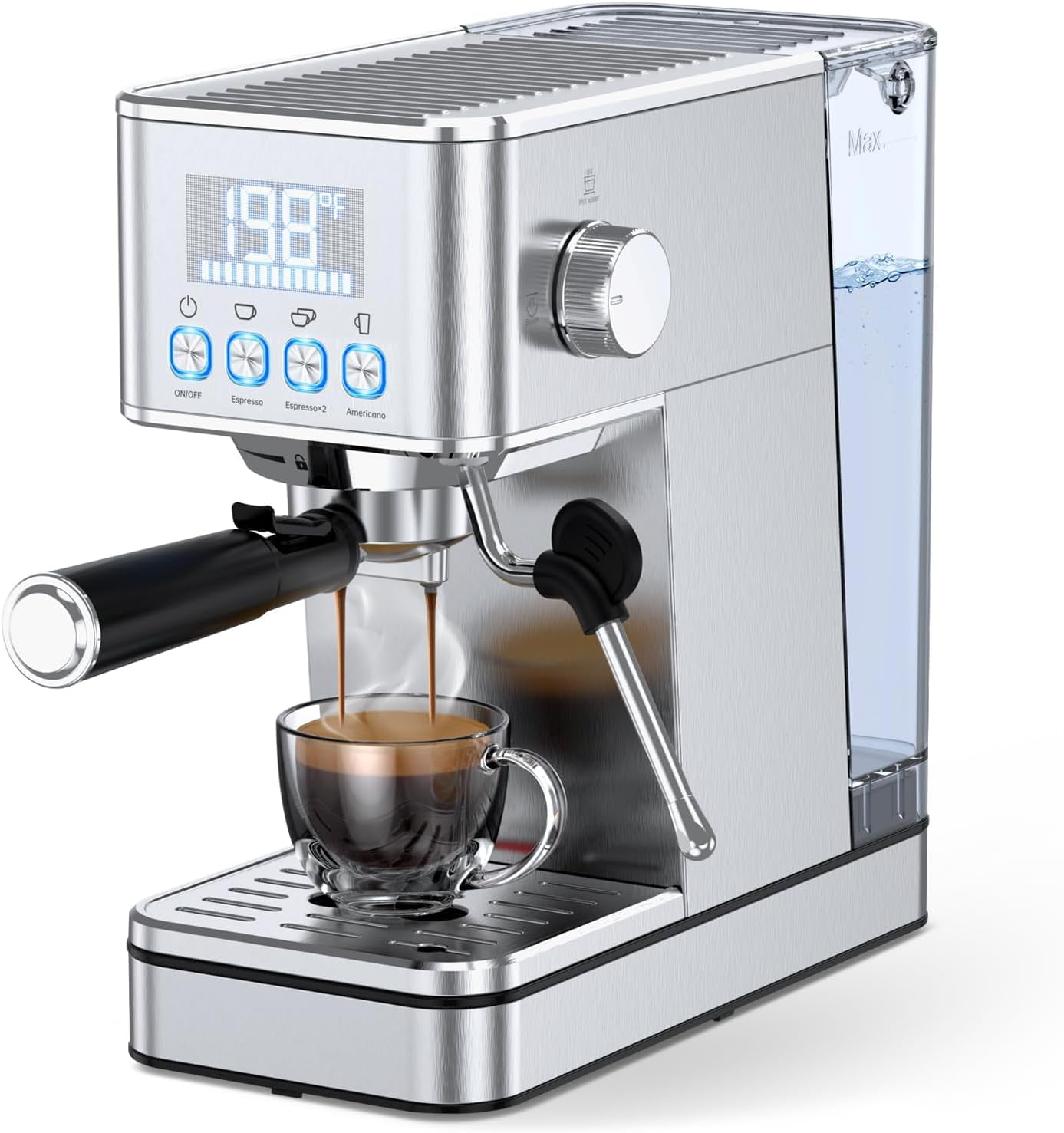 Espresso Machine, 20Bar Compact Stainless Espresso Maker, With Milk ...