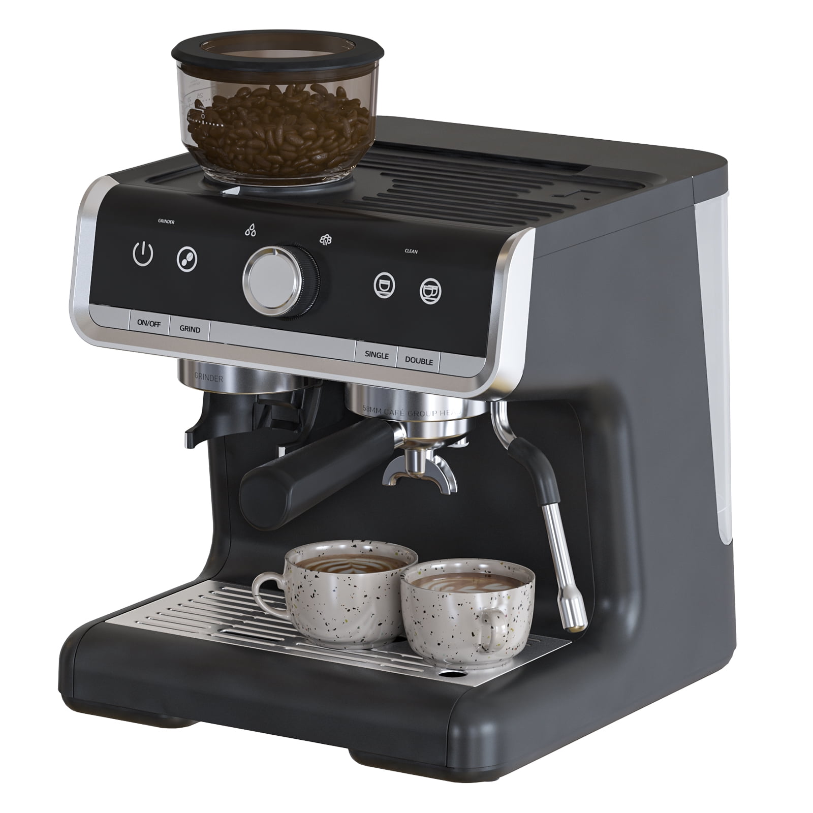 Espresso Machine with Built In Grinder and Steam Wand, 20 Bar Coffee ...