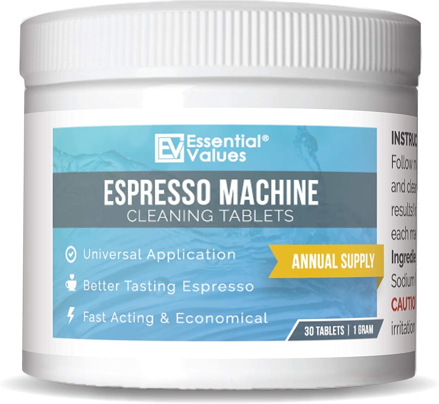 Essential Values Espresso Machine Cleaner Coffee Cleaning Tablets (30 ...