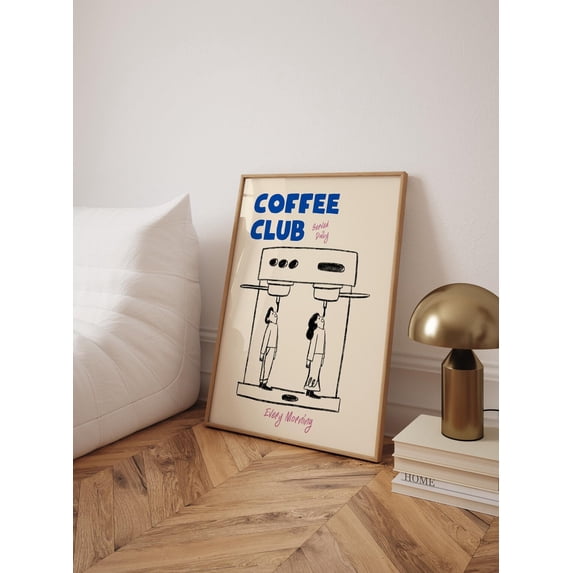 Espresso Machine Coffee Club Kitchen Wall Decoration, Stretched Canvas ...