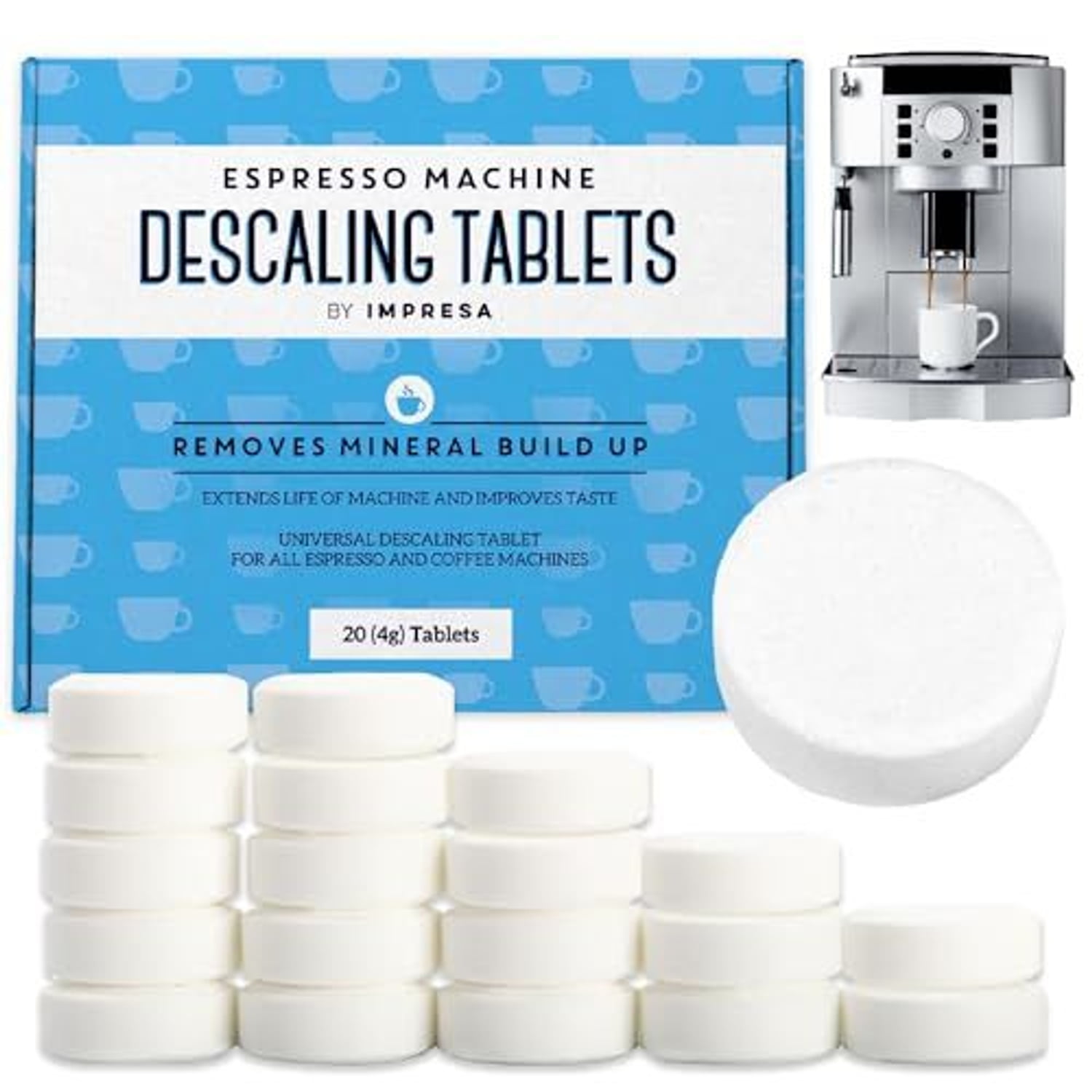 Espresso Machine Descaler Tablets To Remove Mineral Build Up - 20 Pack ...