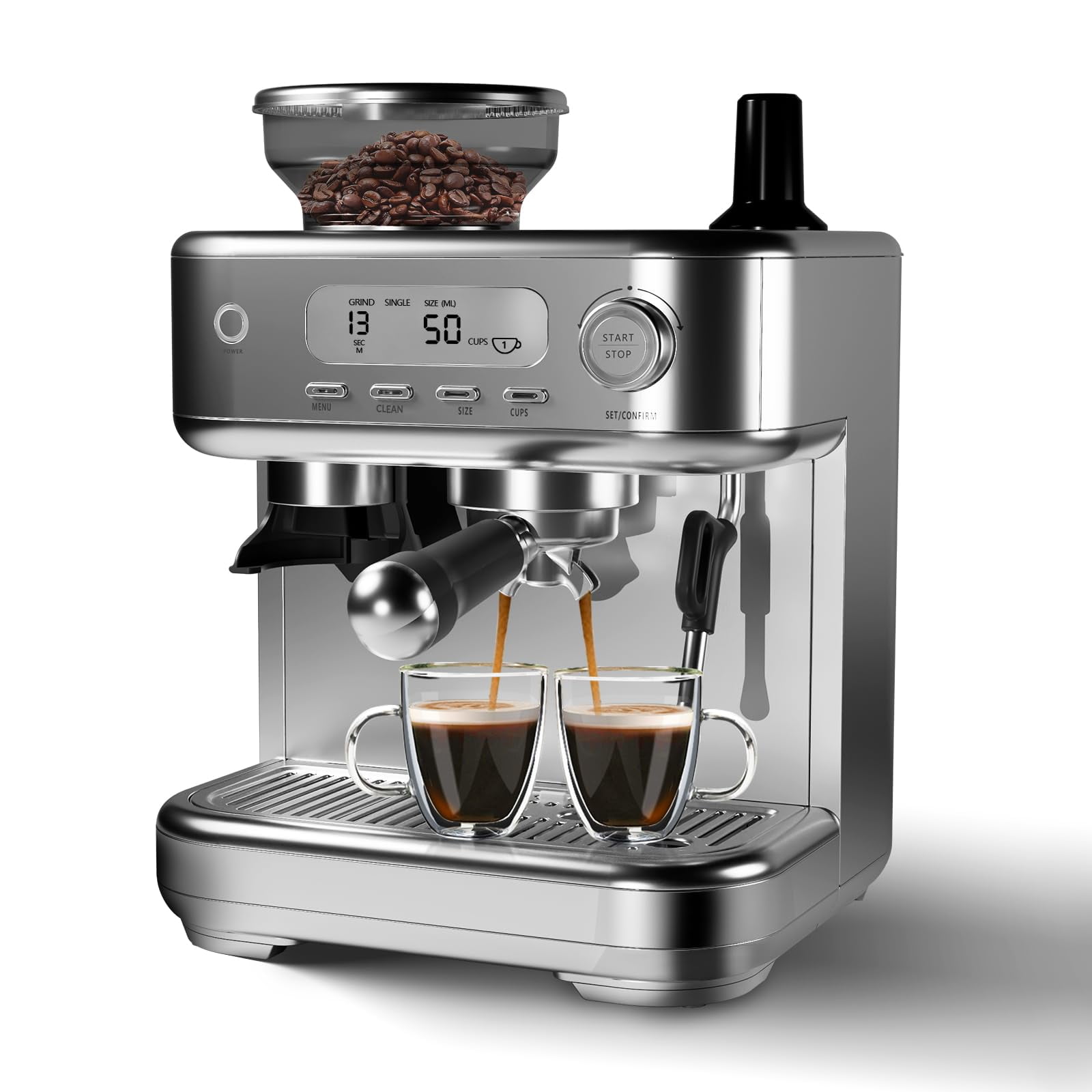 Espresso Machine with Grinder, 15 Bar Espresso Maker with Removable ...
