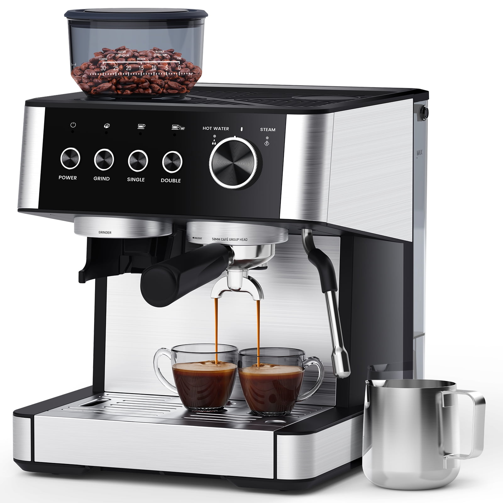 Espresso Machine with Grinder, 15 Bar Expresso Coffee Machines with ...