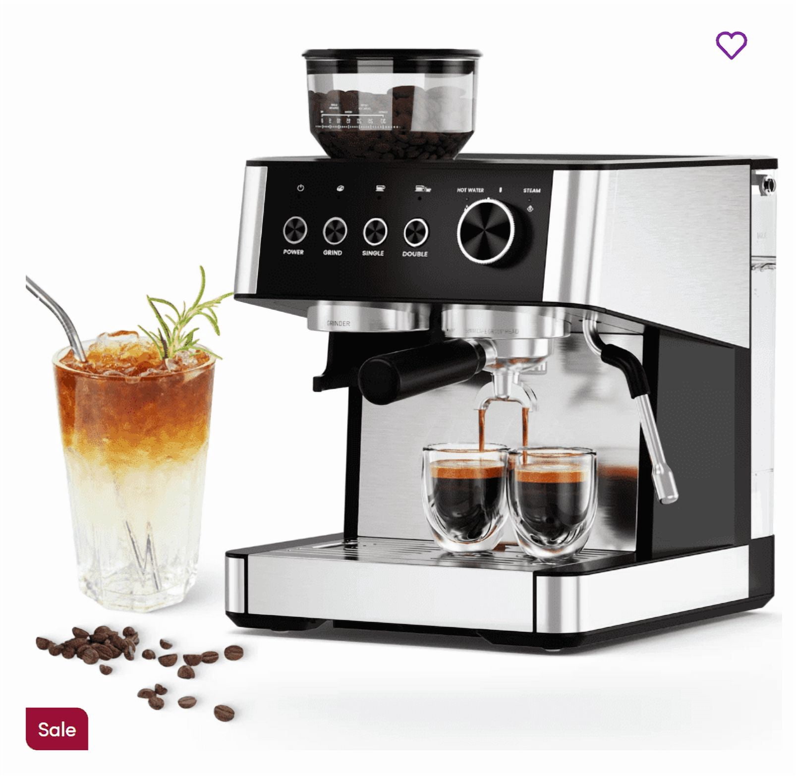 Espresso Machine with Grinder, 15 Bar Expresso Coffee Machines with ...