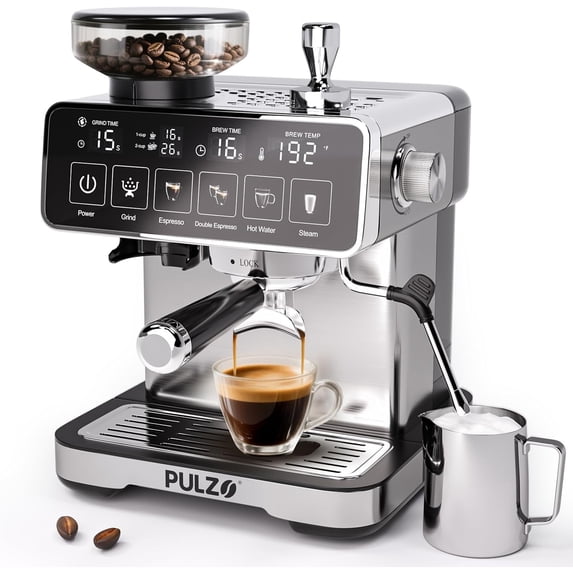 Espresso Machine with Grinder, 20 Bar Professional Coffee Milk Frother ...