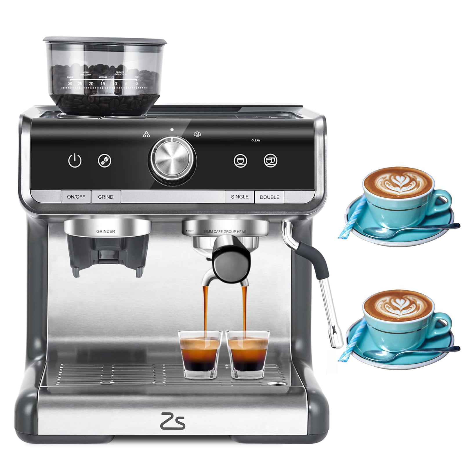 Espresso Machine with Integrated Grinder and Auto Milk Frother,20 Bar ...