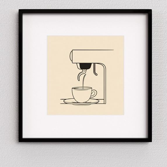 Espresso Machine Line Art Print: Minimalist Kitchen Decor UNFRAMED ...
