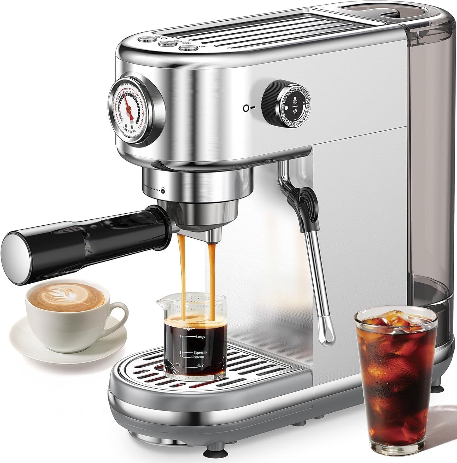Espresso Machine with Milk Frother, 20 Bar High Pressure Professional ...