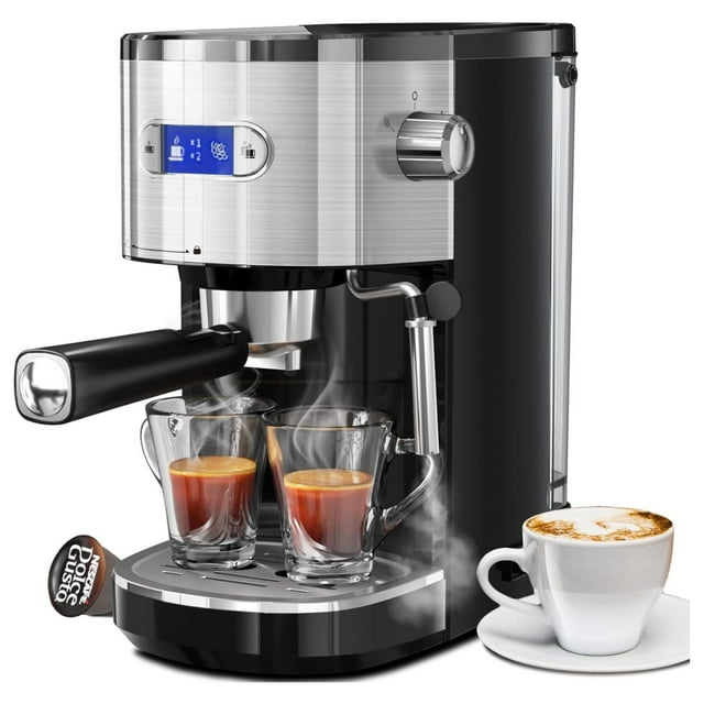 Espresso Machines 20-Bar,Professional Espresso Maker with Milk Frother Steam Wand and Capsule ...