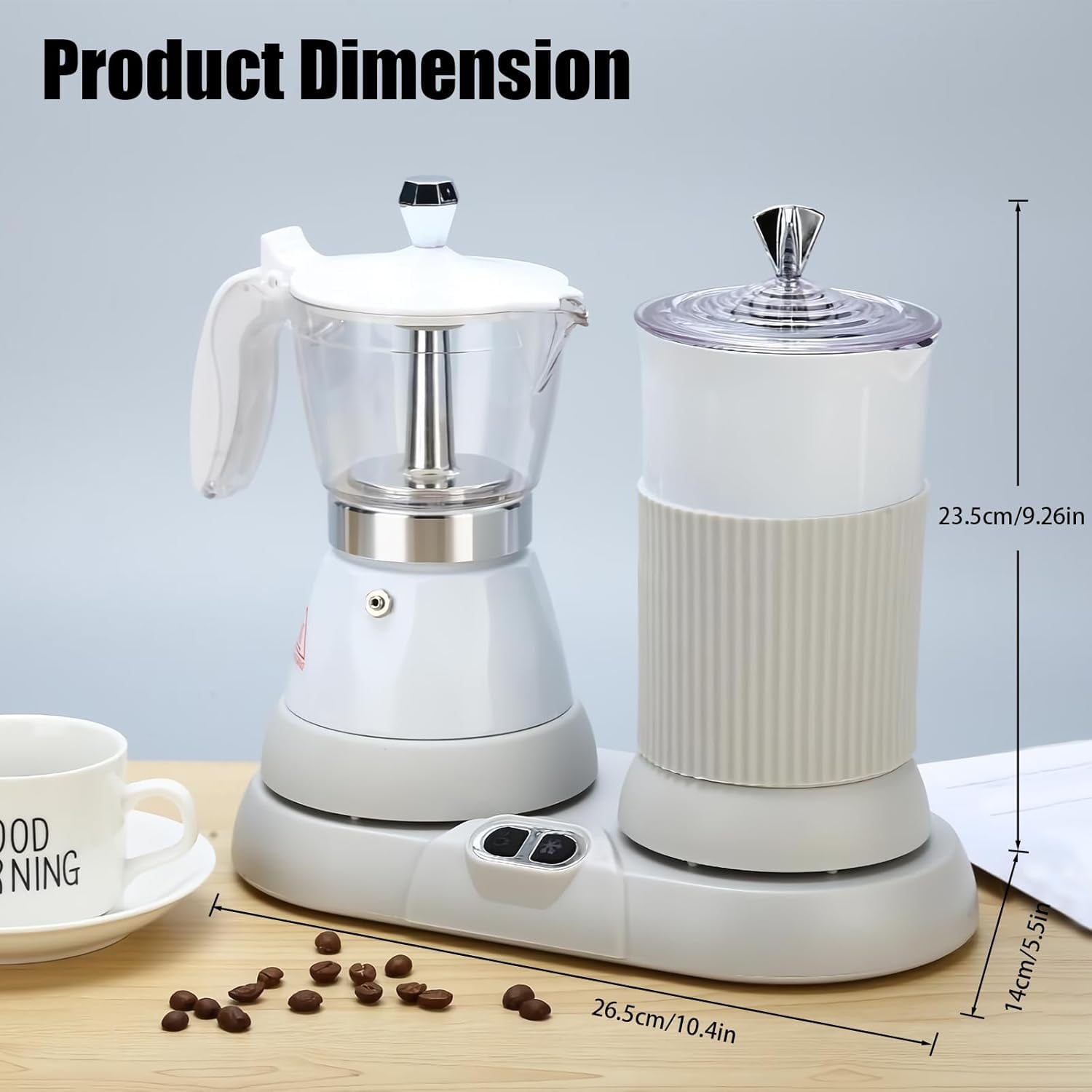 Espresso Maker with Milk Frother Electric Moka Pot 2-in-1 Espress ...