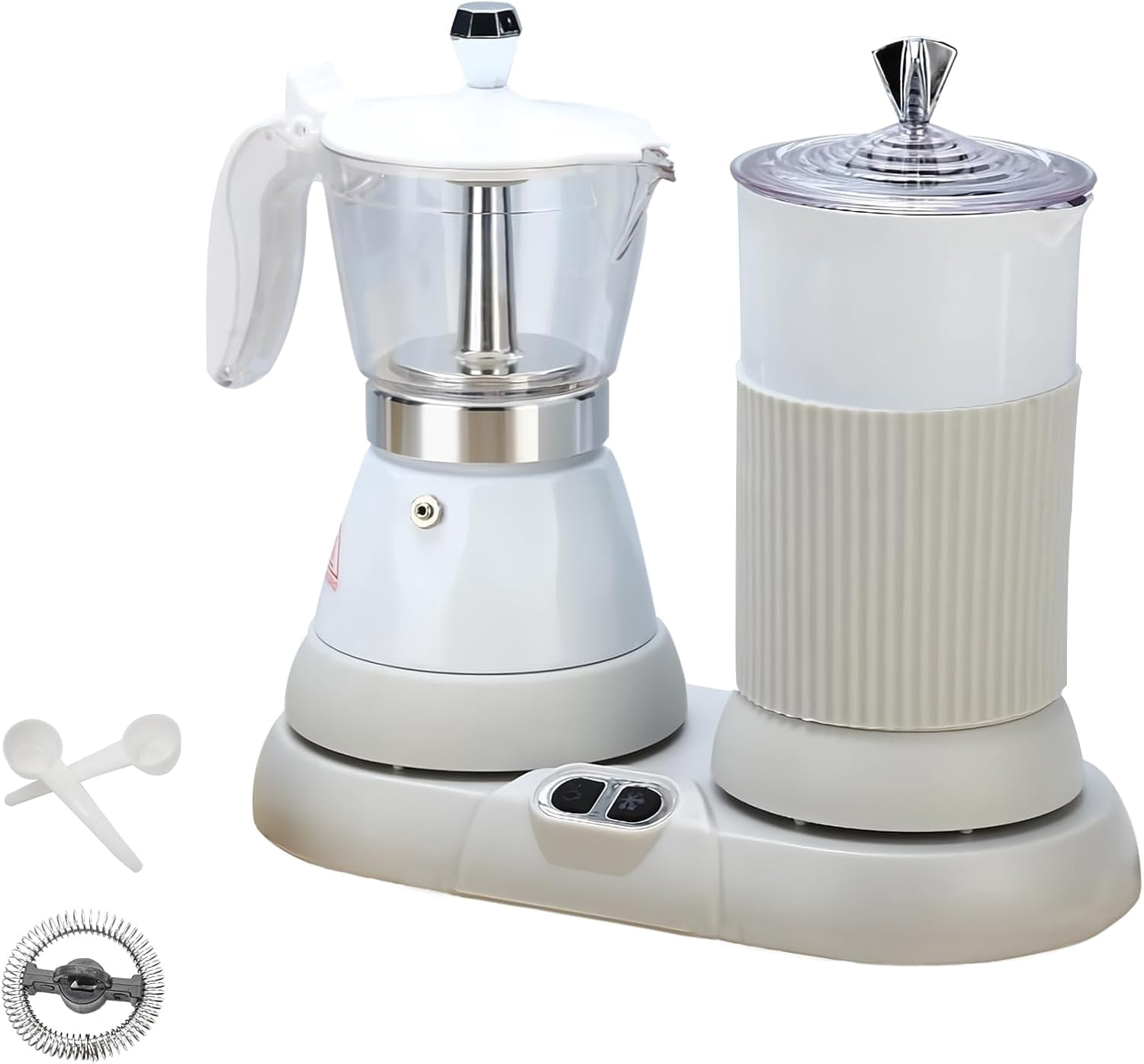 Espresso Maker with Milk Frother Electric Moka Pot 2-in-1 Espress ...