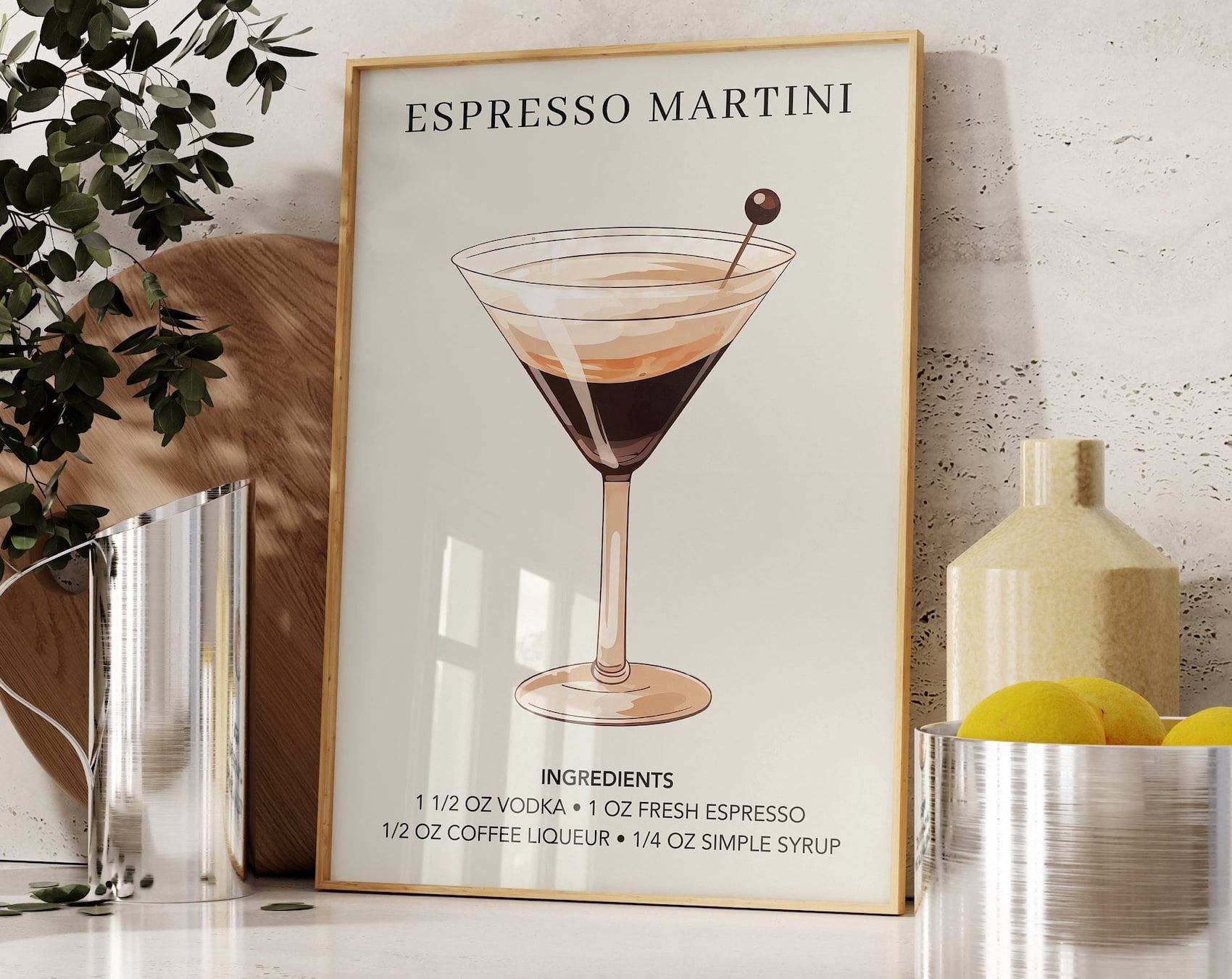 Espresso Martini Art Bar Cart Print | Cocktail Art Decor Poster ...