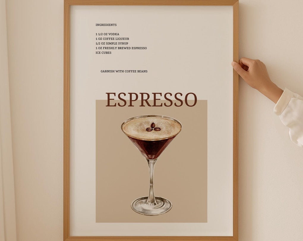 Espresso Martini Art, Bar Wall Art Kitchen Prints, Bar Sign Art Deco ...