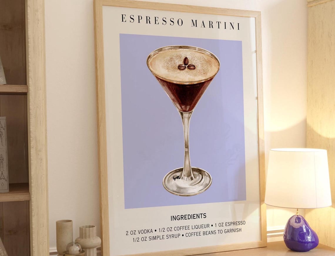 Espresso Martini Art Print Bar Cart Decor Cocktail Poster Party ...