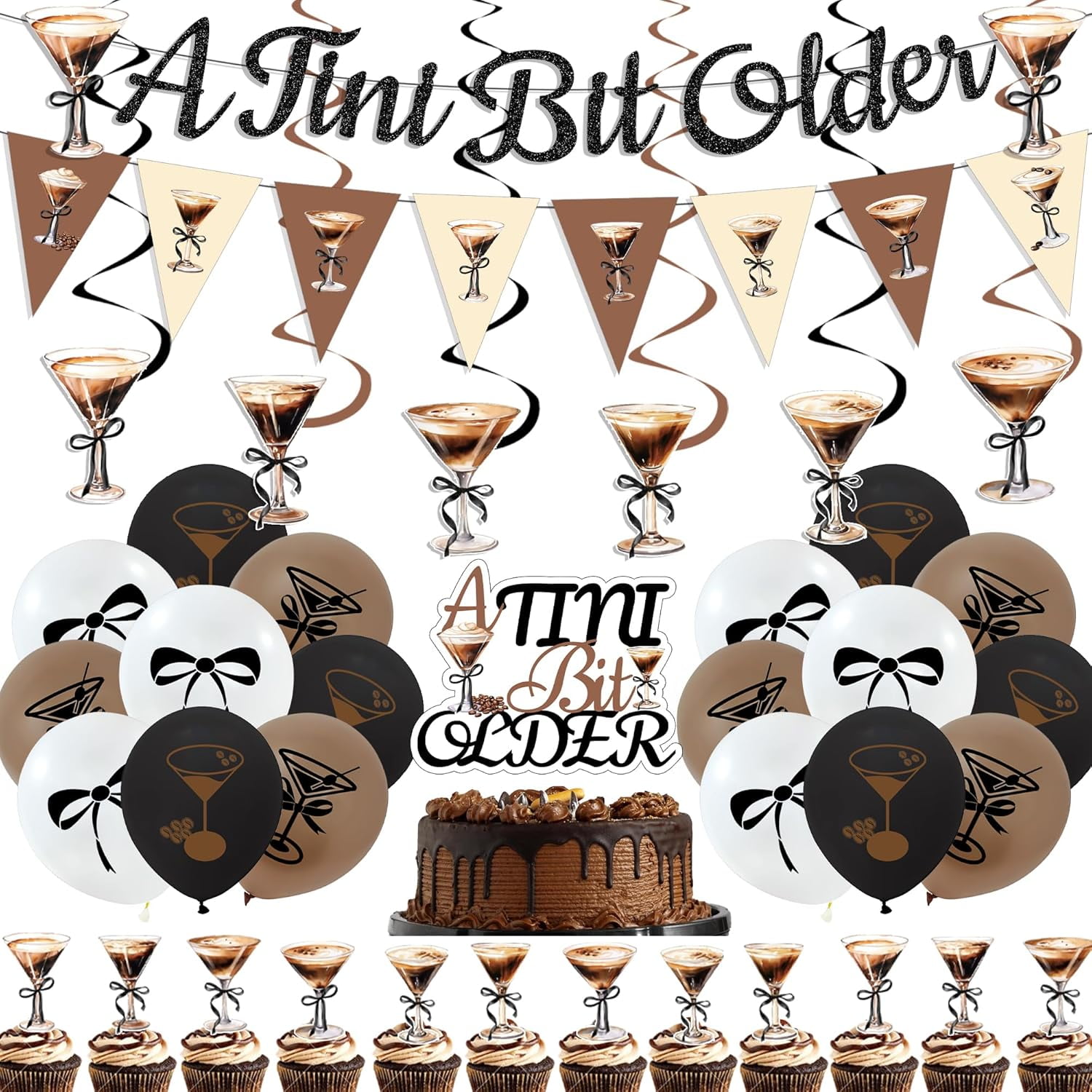 Espresso Martini Birthday Party Decorations, Glitter A Tini Bit Older ...