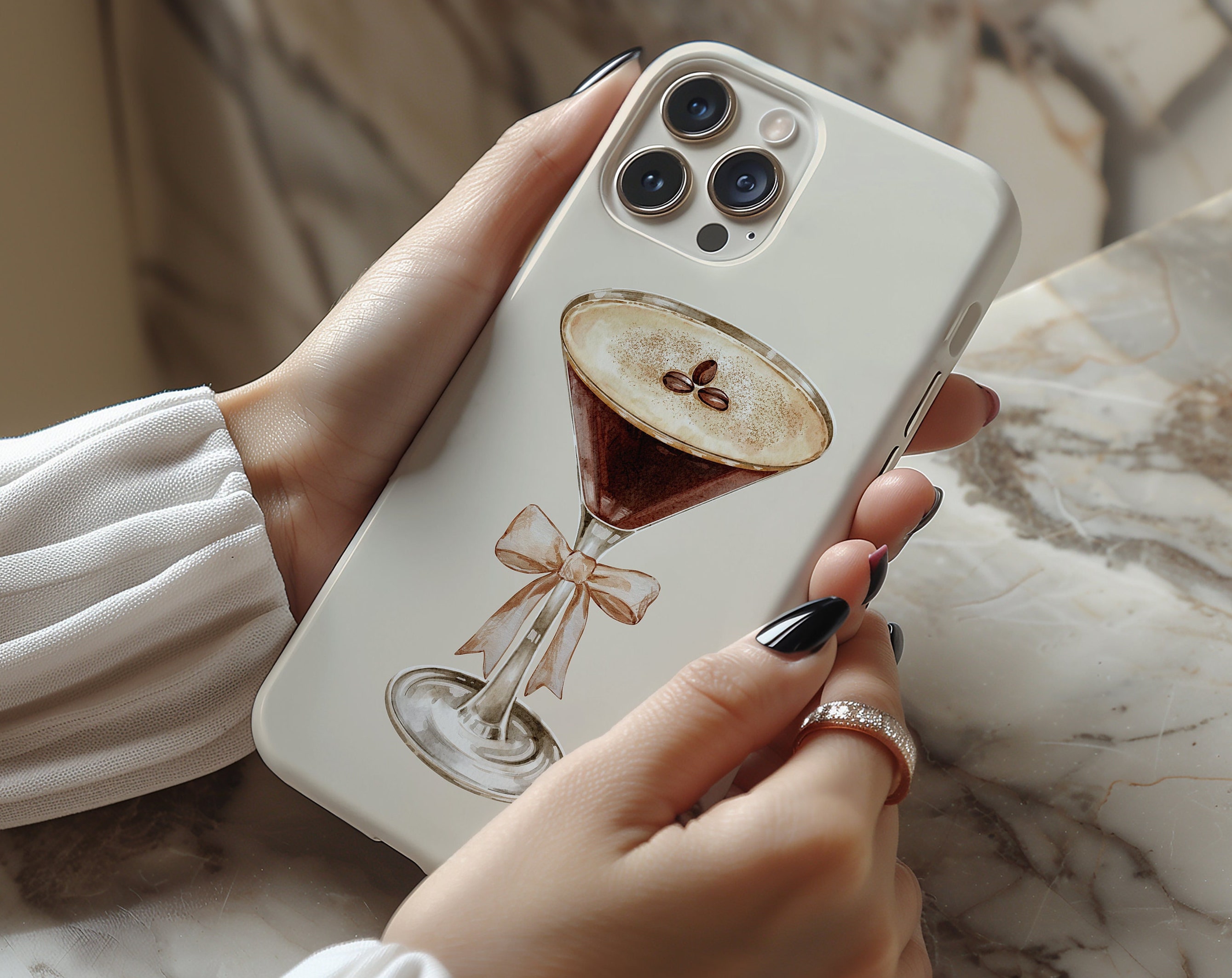 Espresso Martini Chic Cocktail Illustration Aesthetic Phone Case for ...