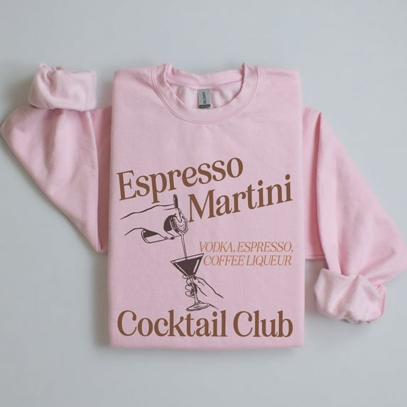 Espresso Martini Cocktail Club Crewneck T-Shirt Retro Style Trendy ...