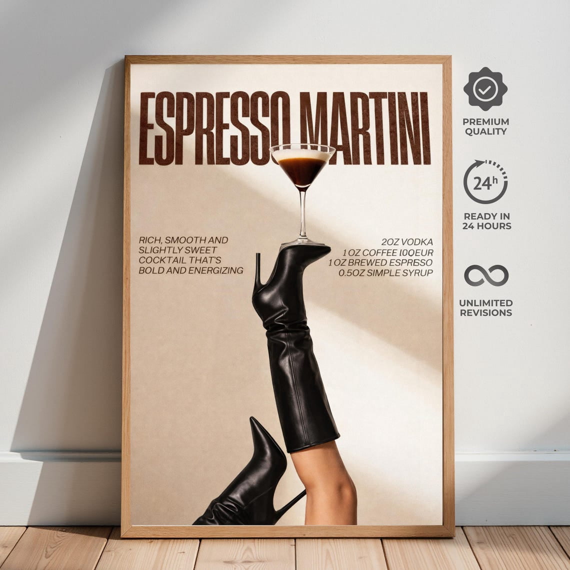Espresso Martini Cocktail Poster, Modern Bar Decor, Chic Kitchen Art ...