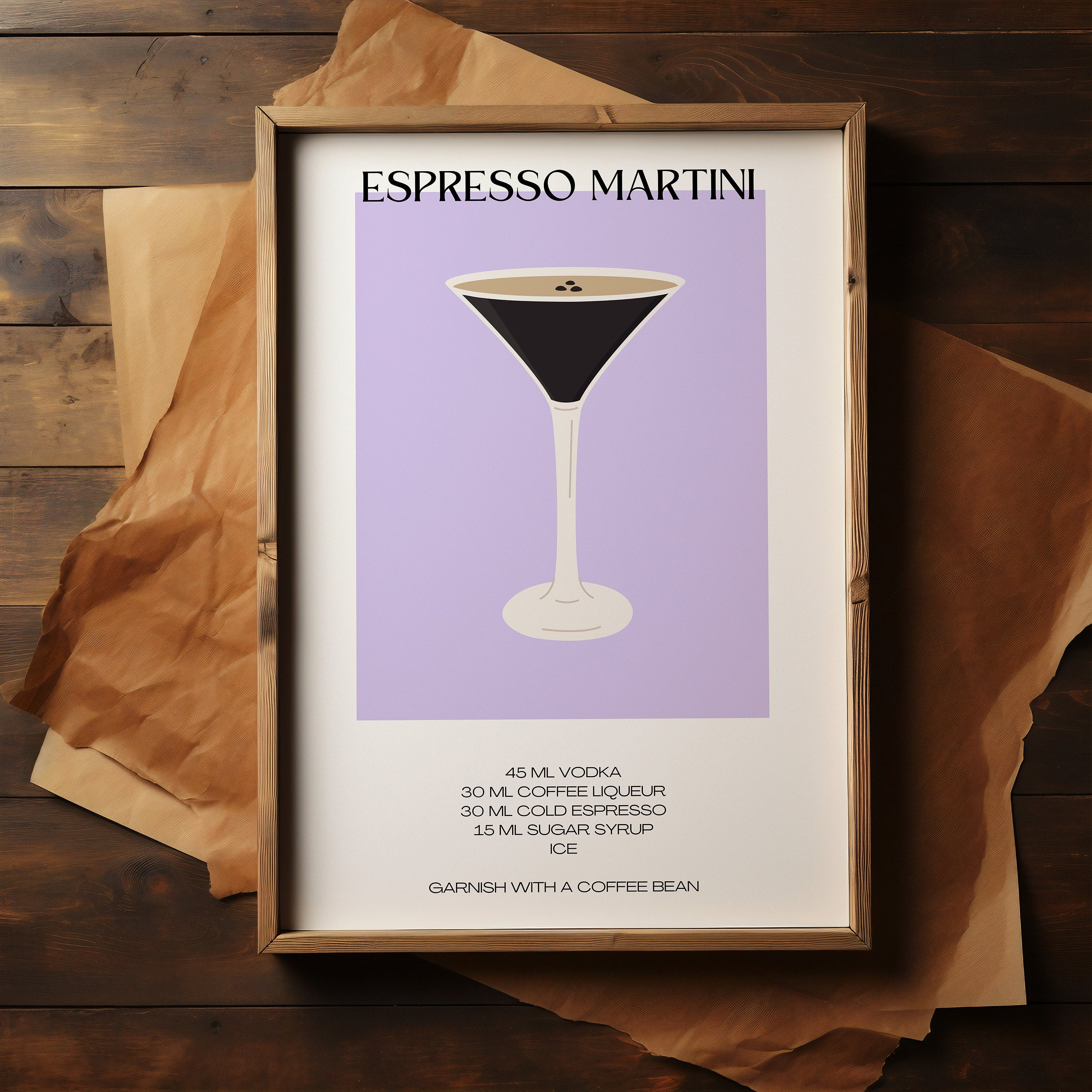 Espresso Martini Cocktail Print Drinks Wall Art Bar Poster Recipe ...