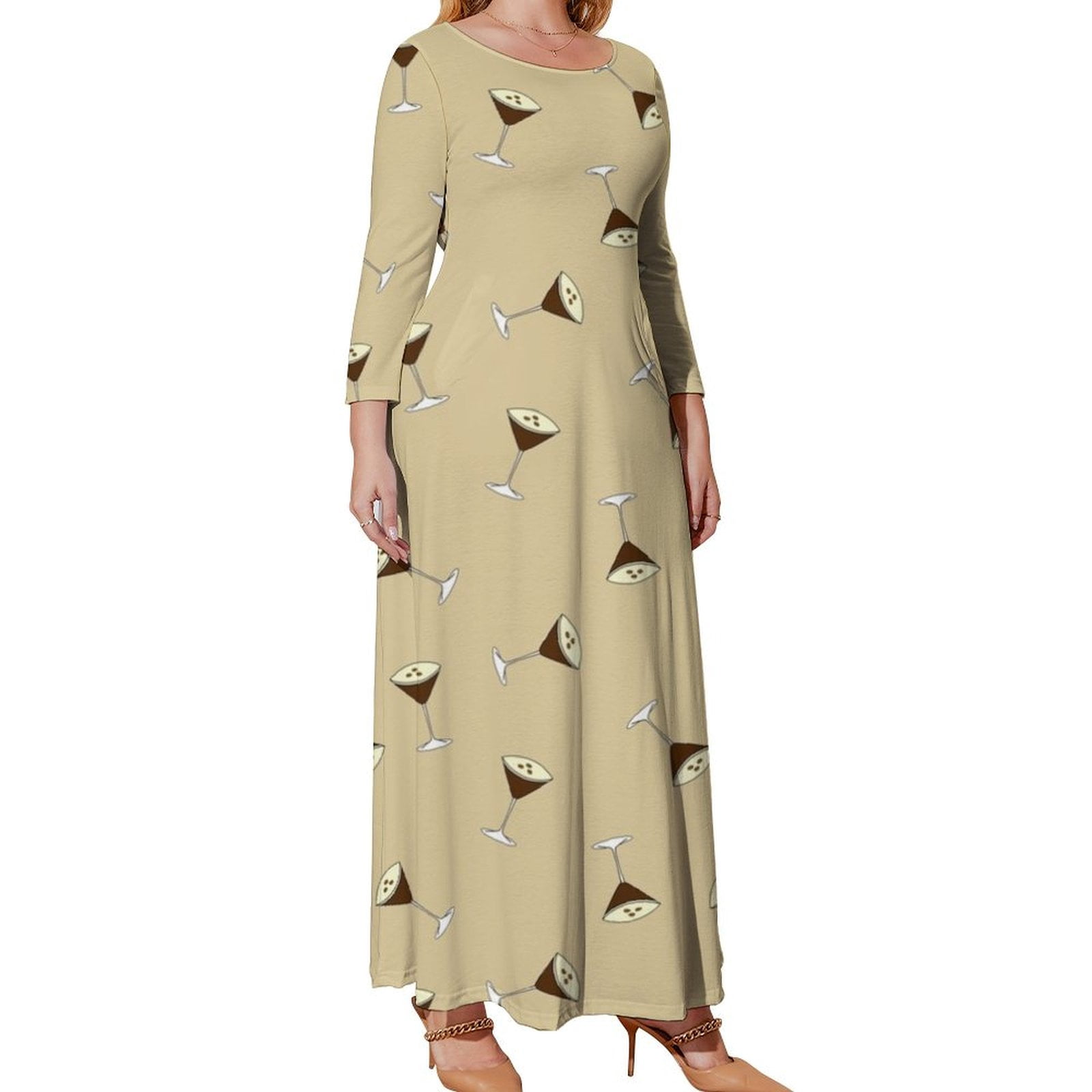 Espresso Martini Long Sleeved Dress Long veiled dresses Women's long ...