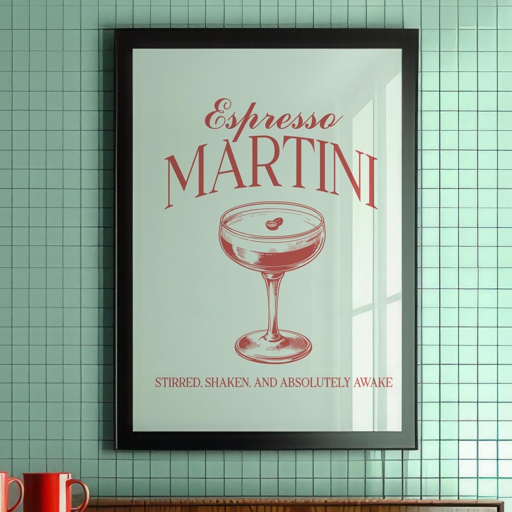 Espresso Martini, Minimalist Espresso Martini, Retro Drinks Wall Decor ...