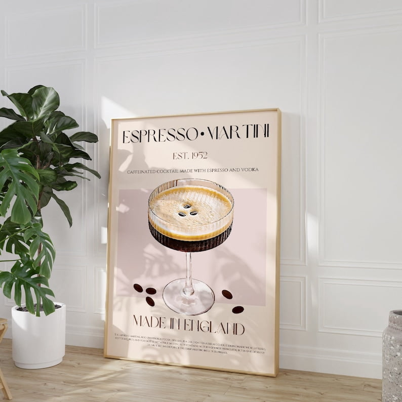 Espresso Martini Poster Printable Cocktail Wall Art Large Bar Cart ...